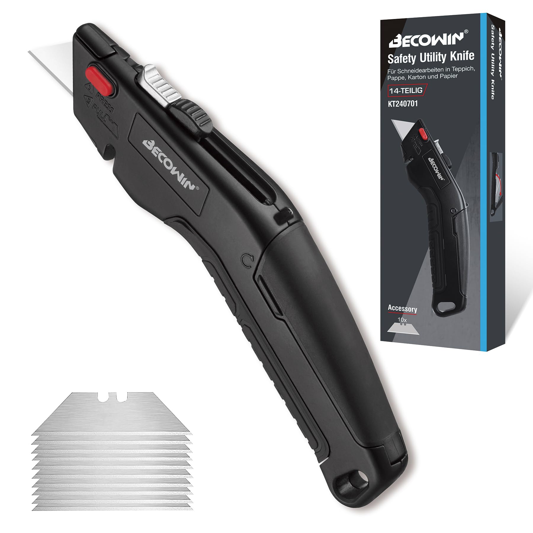 Utility Knife Retractable Box Cutter: Heavy Duty Sharp Safety Lock Auto ...