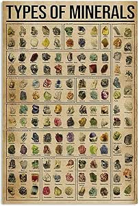 Amazon.com: JIUFOTK Types Of Minerals Metal Tin Sign Mineral Knowledge ...