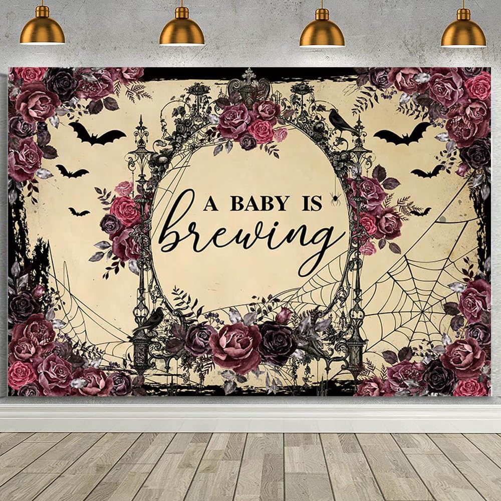 Amazon.com : MEHOFOND 7x5ft Halloween Baby Shower Backdrop A Baby is ...