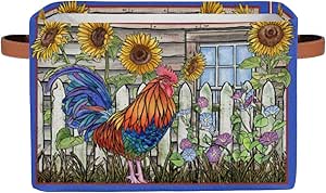 Amazon.com: Farmhouse Rooster Foldable Storage Bin, Sunflower Fabric ...