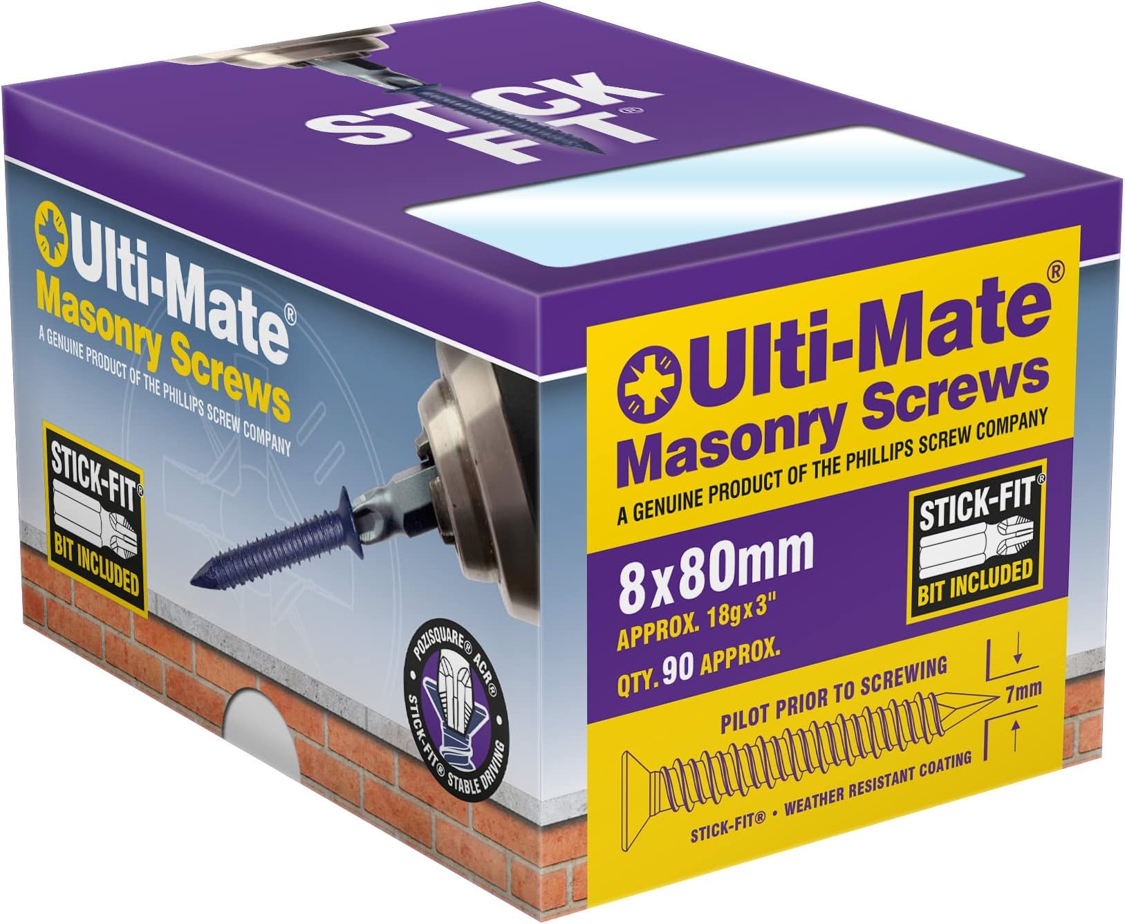 Ulti-Mate Concrete/Masonry Screws - 8.0 x 80mm (box of 90) : Amazon.co ...