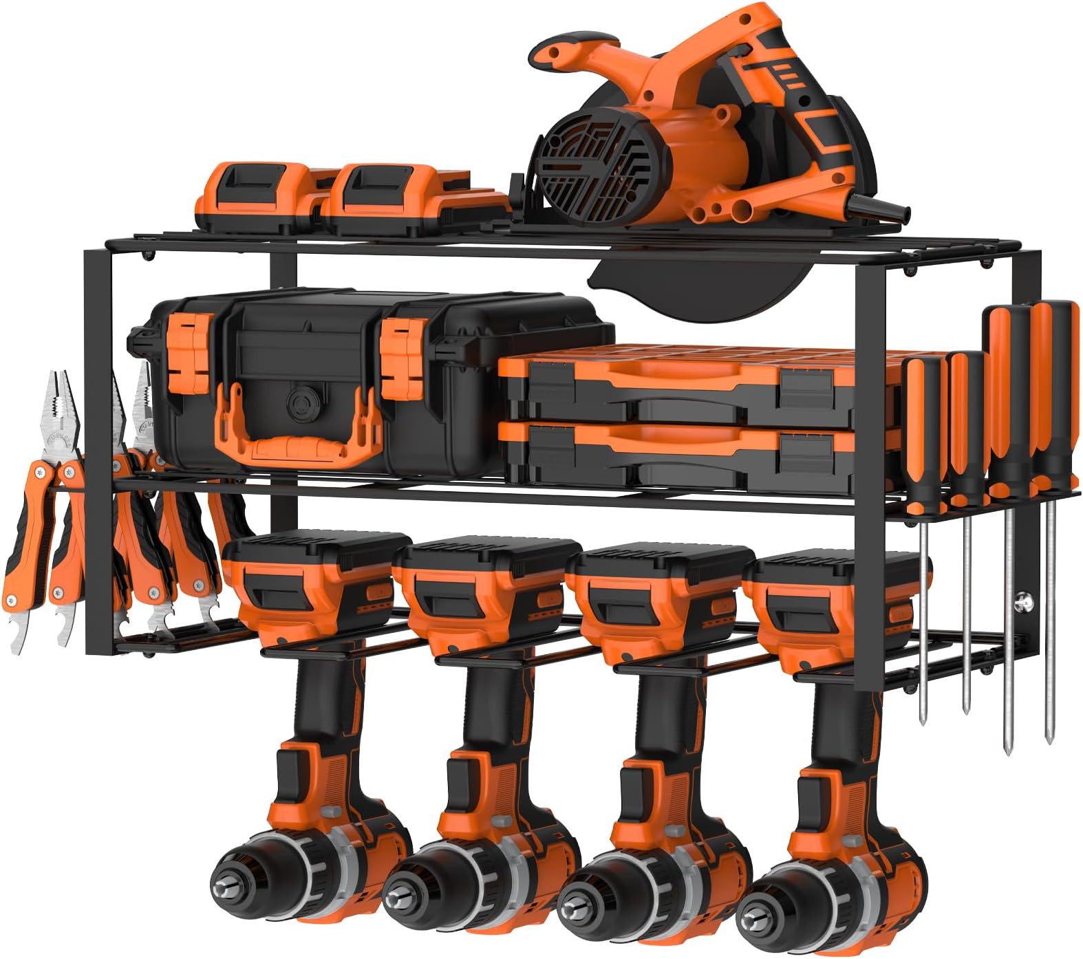CUNQN Power Tool Organizer - Wall Mount Drill Holder for 4 Tools, Metal ...