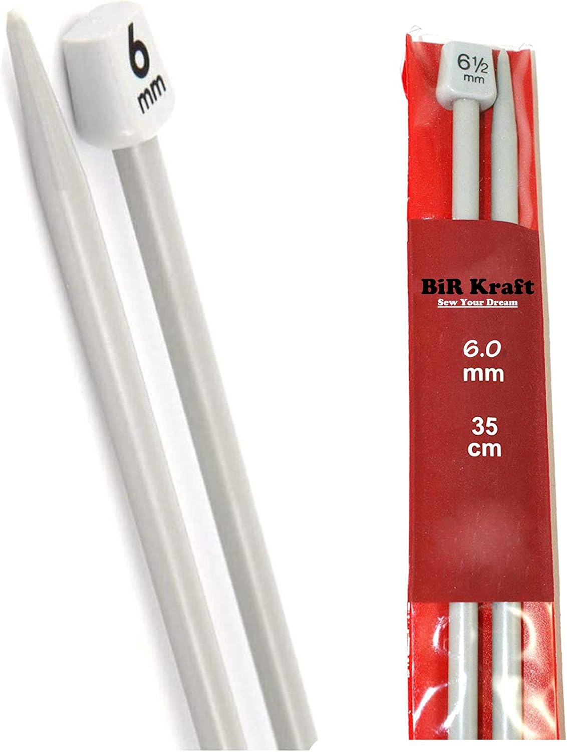 BiR Kraft 2 x 35cm Long Plastic Knitting Needles Single Pointed Needles ...