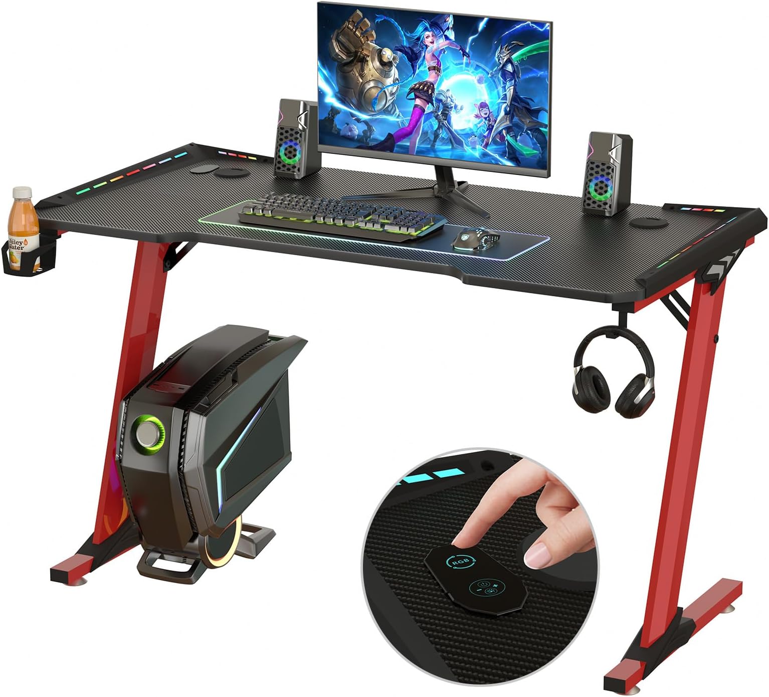 Escritorio Gamer, Escritorio para computadora 100*60cm, con Luces led ...