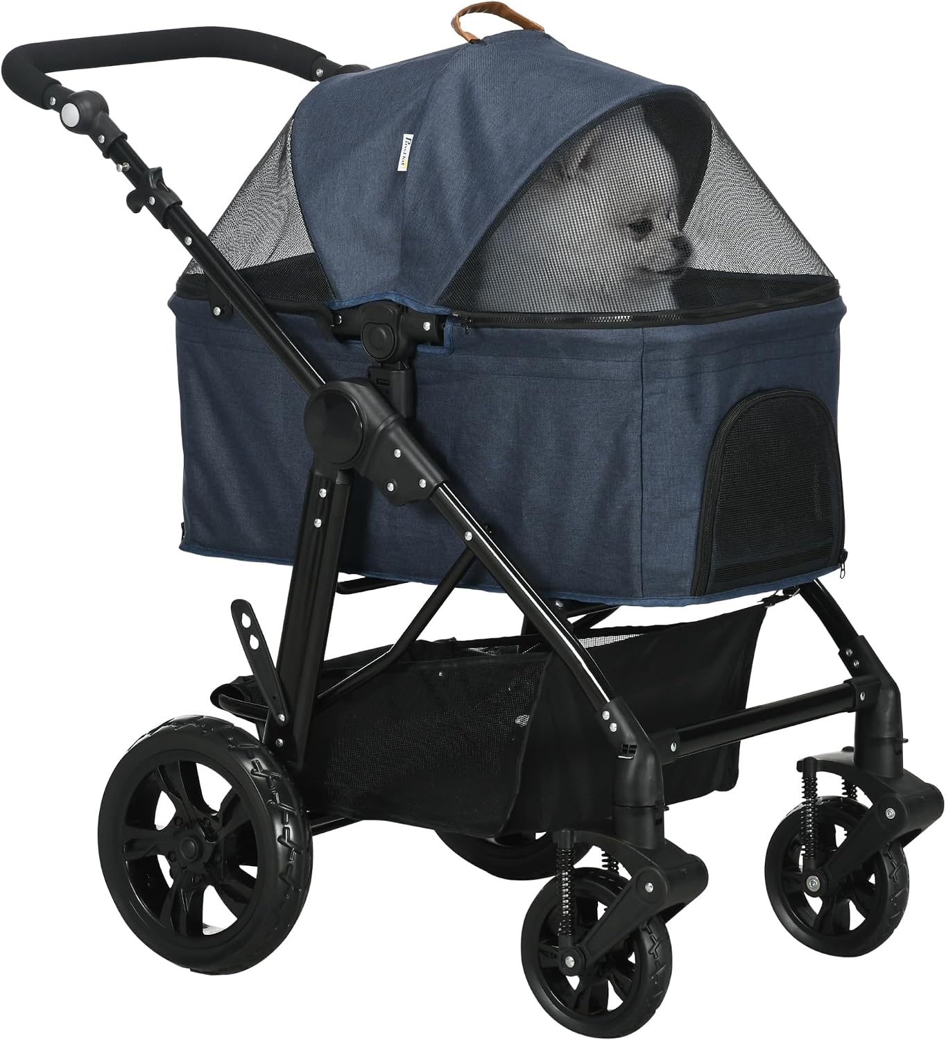 Poussette buggy pliable chien chat amortisseurs panier de rangement 2 ...