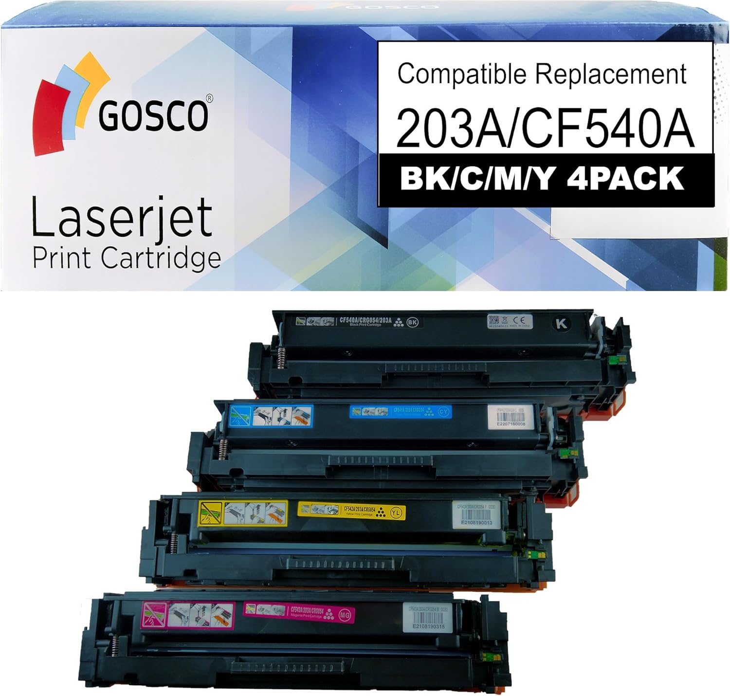 GOSCO 4-Pack 203A CF540A CF541A CF542A CF543A Compatible Toner ...