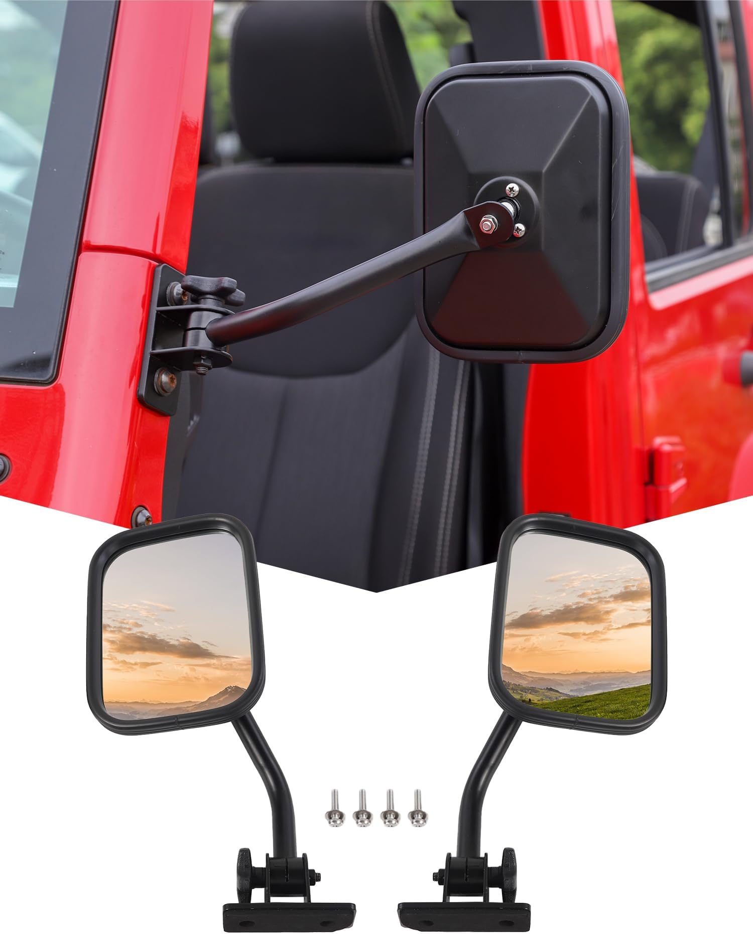 Amazon.com: JeCar Door Off Mirrors Rear View Quick Release Mirrors for ...