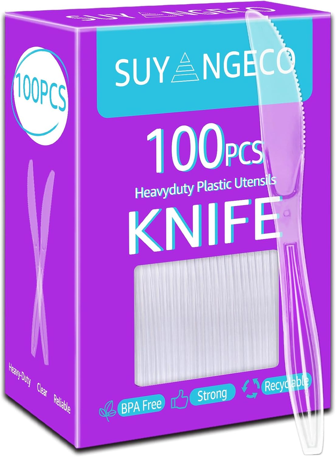 Amazon.com: [100 Count] Clear Plastic Knives Heavy Duty, Disposable ...