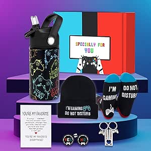 Amazon.com: 7 Pcs Gamer Gifts Set - Gaming Kids Water Bottle, Funny Cap ...