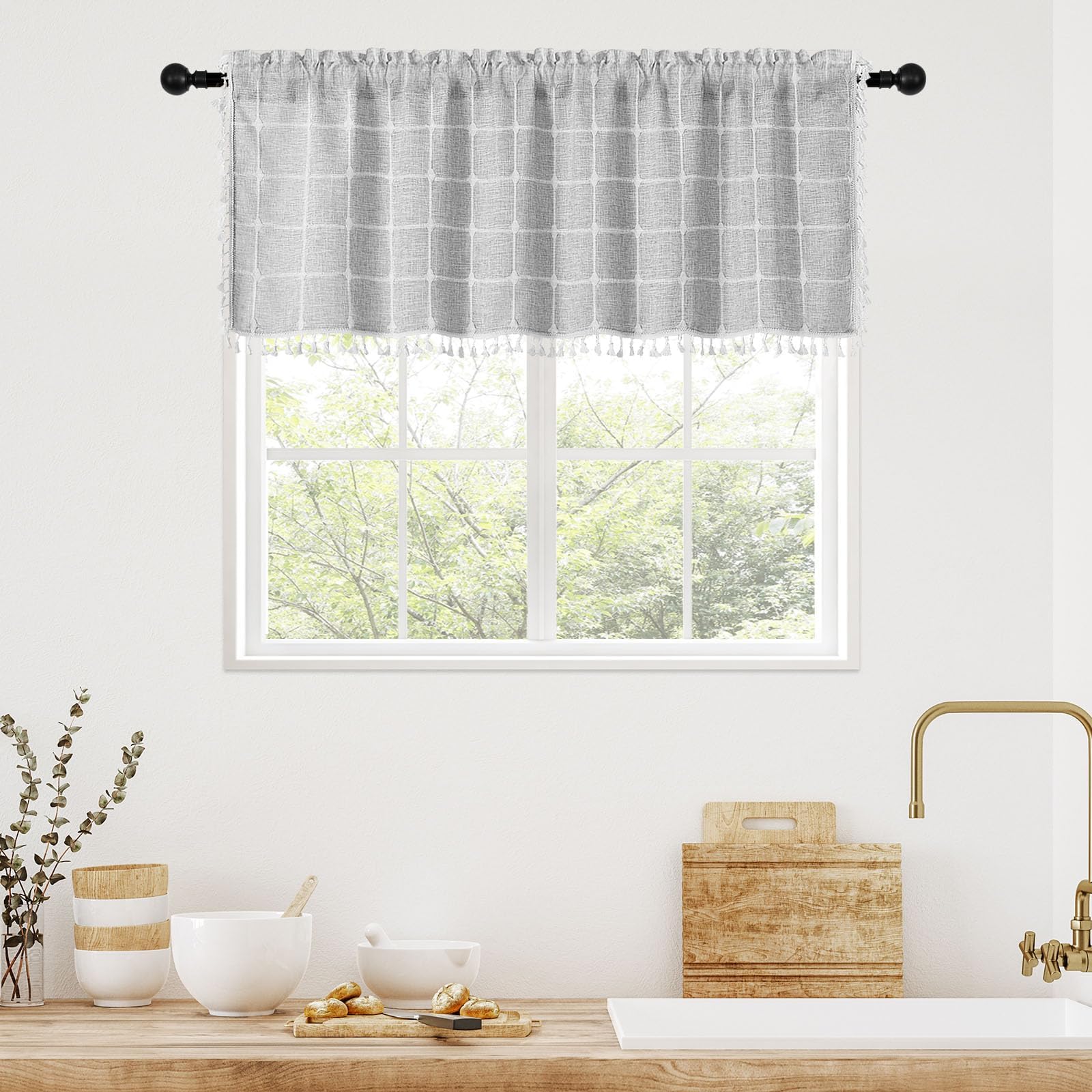 Amazon.com: GOHD Country Road Boho Straight Valance Farmhouse Linen ...