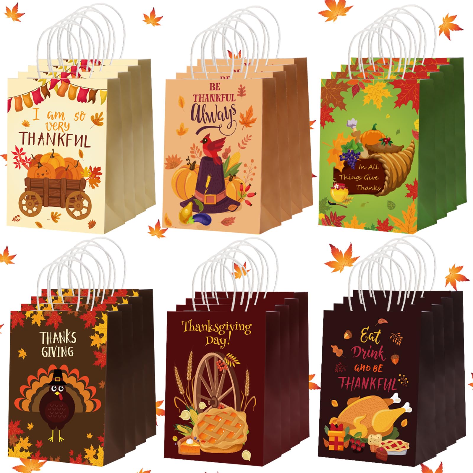 Amazon.com: Colarr 48 Pcs Thanksgiving Treat Bags Fall Party Gift Bags ...
