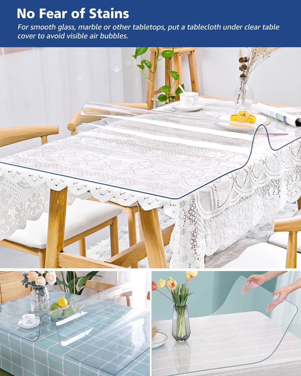 Snapklik.com : 36X84 Inch Clear Plastic Tablecloths Protector 1.5mm ...