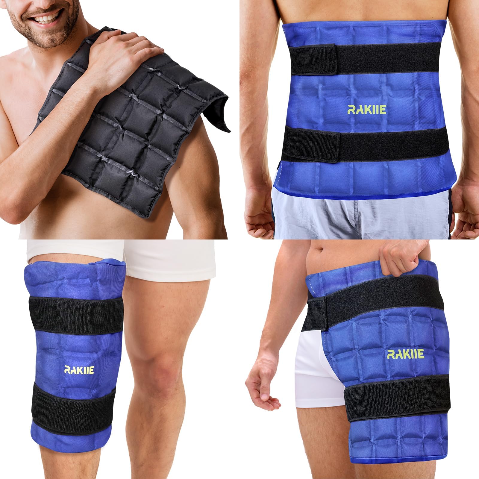 Amazon.com: Rakiie 2 Pack XL Gel Ice Packs Wrap with Straps, 15.35"x11 ...