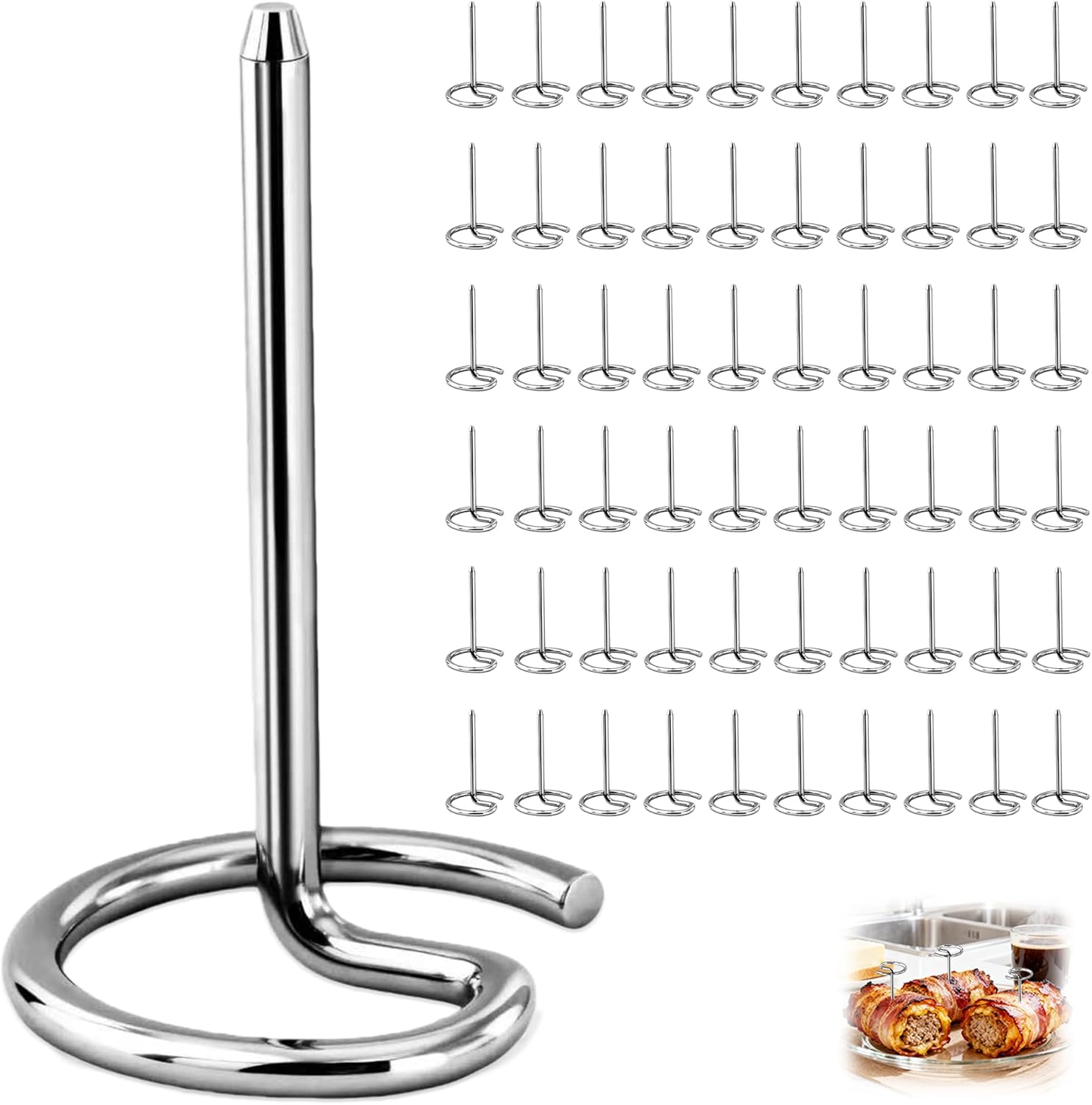Amazon.com: 60 Pcs Reusable Stainless Steel Mini Skewers,Round BBQ ...