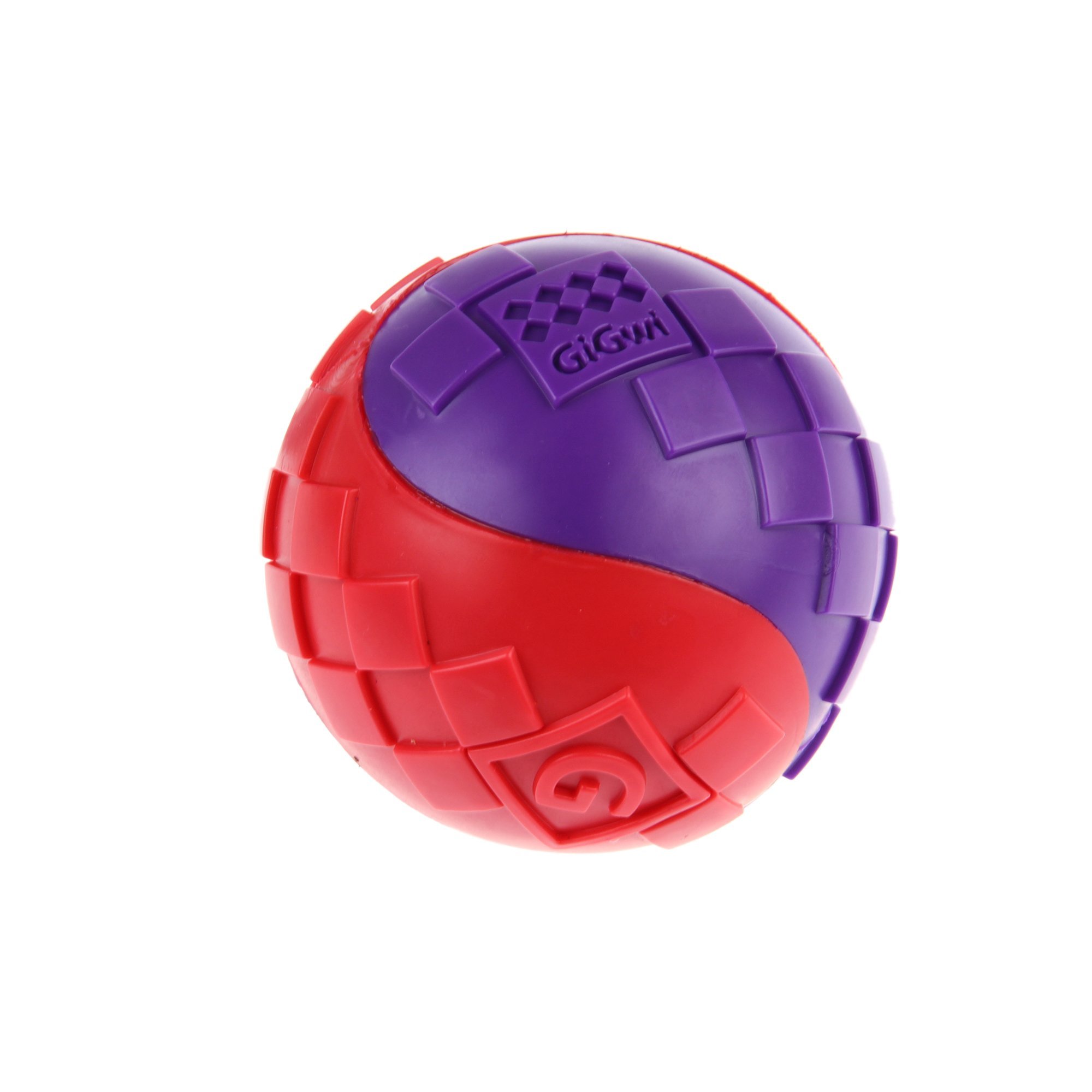 Snapklik.com : GiGwi Squeaker Solid Purple/Red Ball Dog Toy