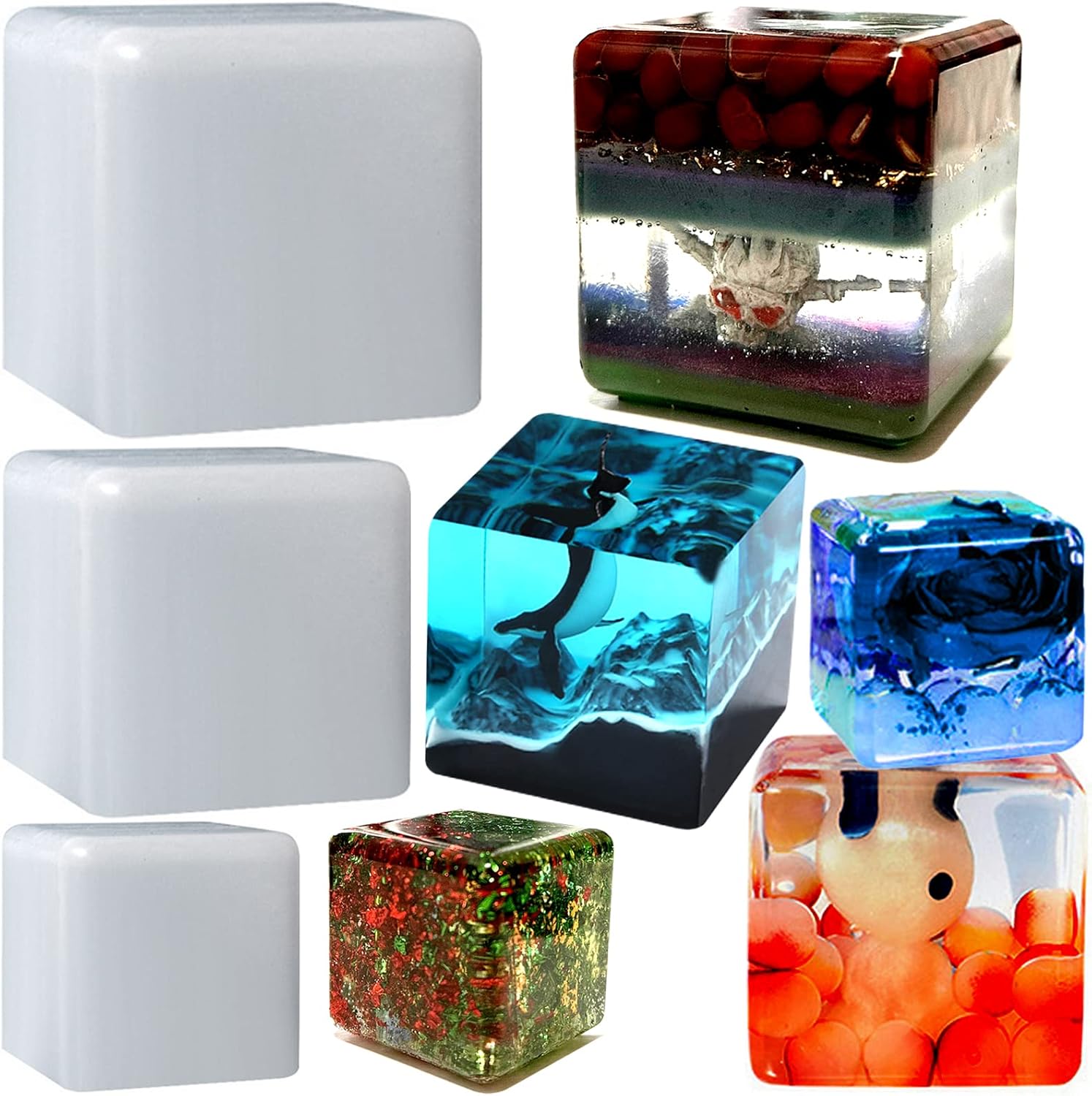 Amazon.com: ZQYSING (3 Pack) Resin Cube Molds, Deep Square Silicone ...
