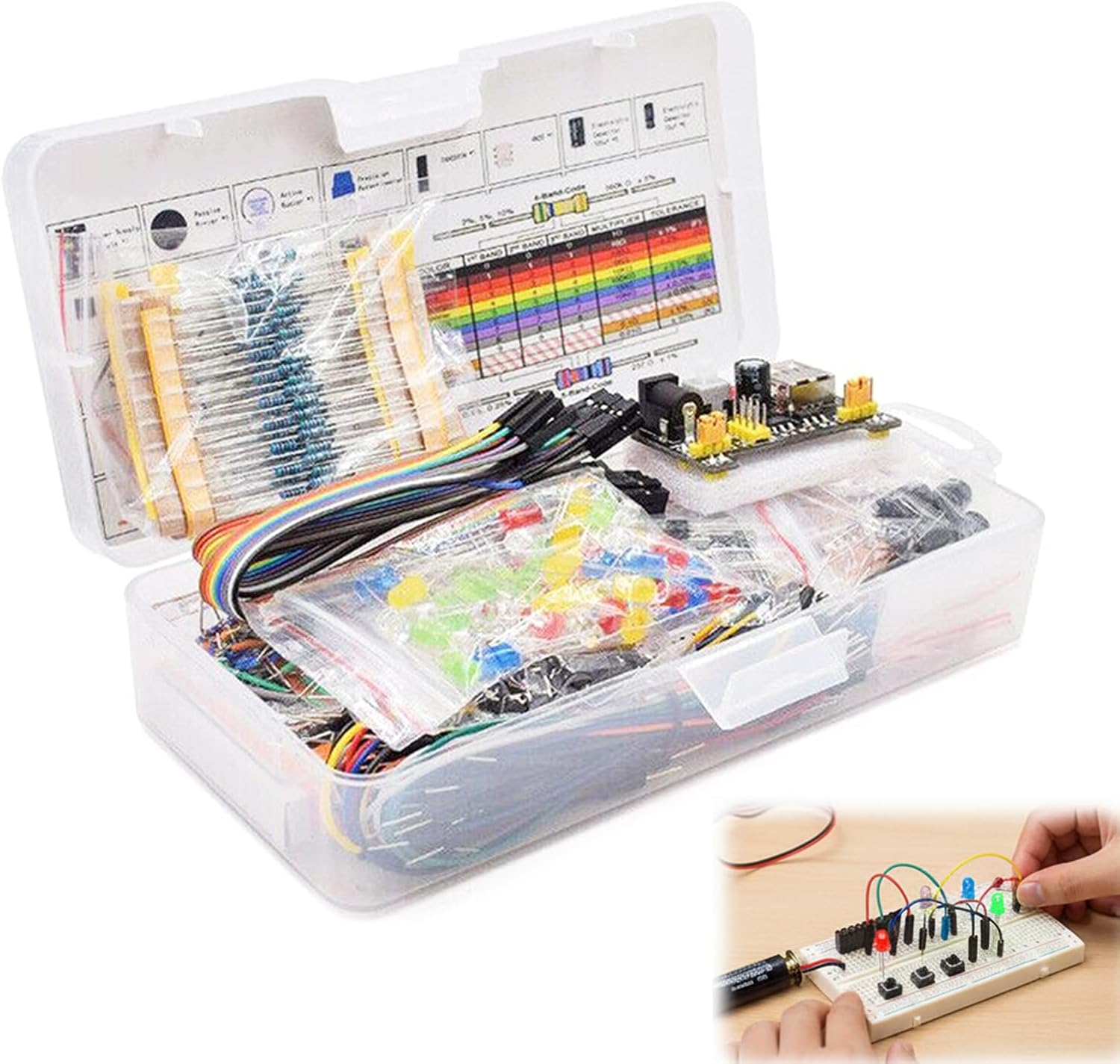 Electronics Component Basic Starter Kit with 830-Point Breadboard ...