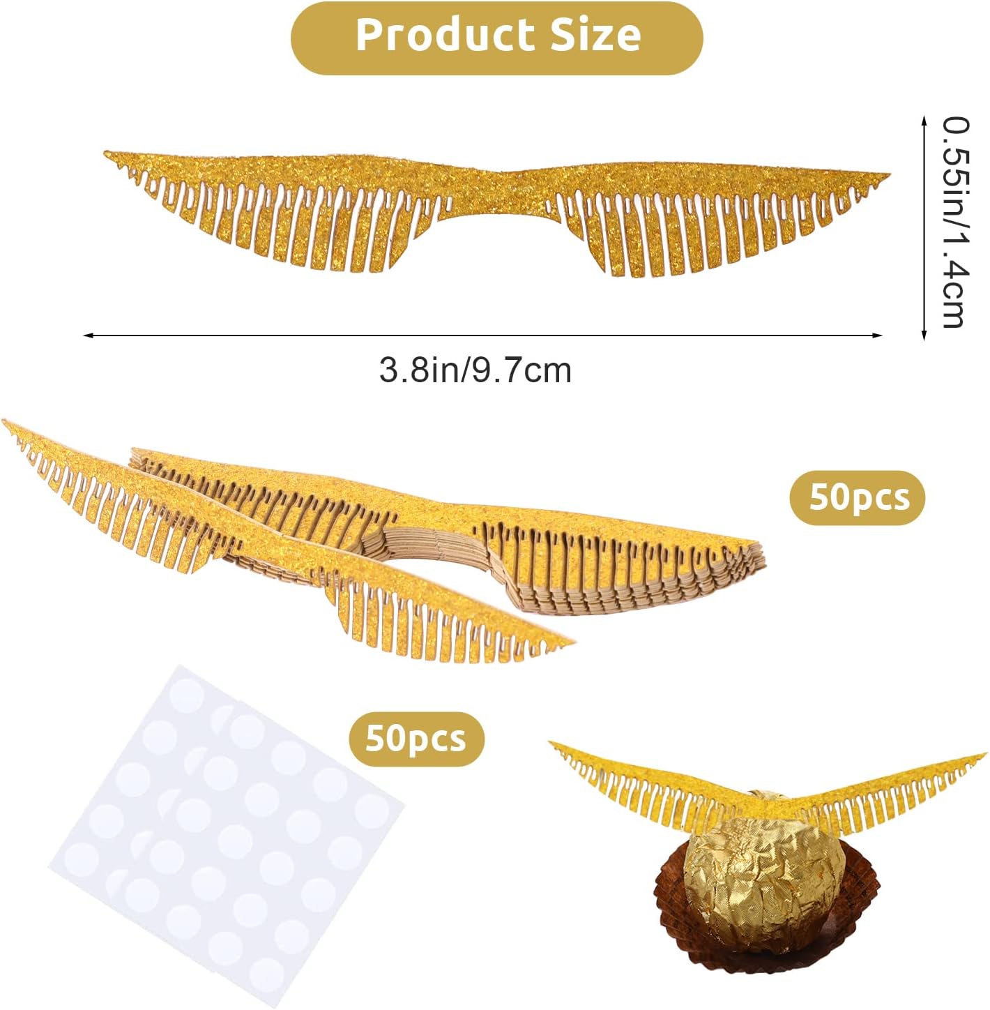 50 alas doradas de snitch para fiesta de mago, decoración de cupcakes ...