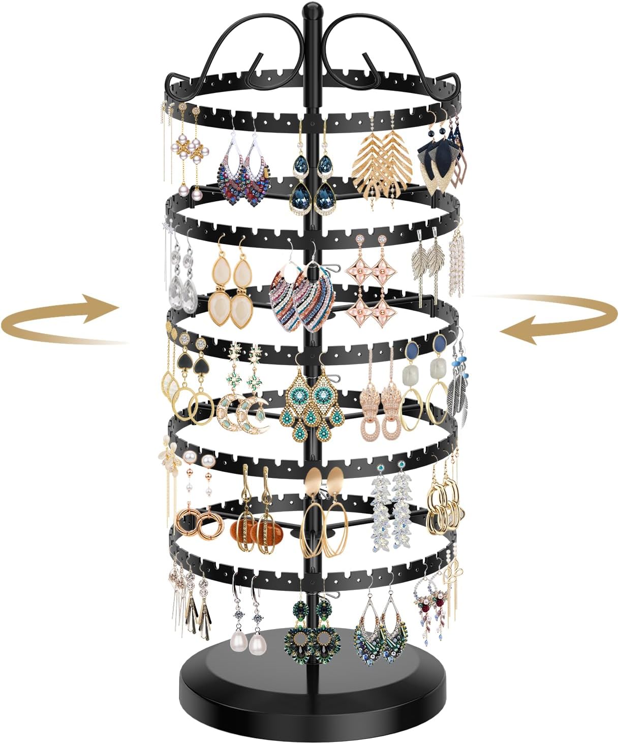 Amazon.com: MODOWEY 5 Tiers Metal Rotating Earring Holder Organizer ...