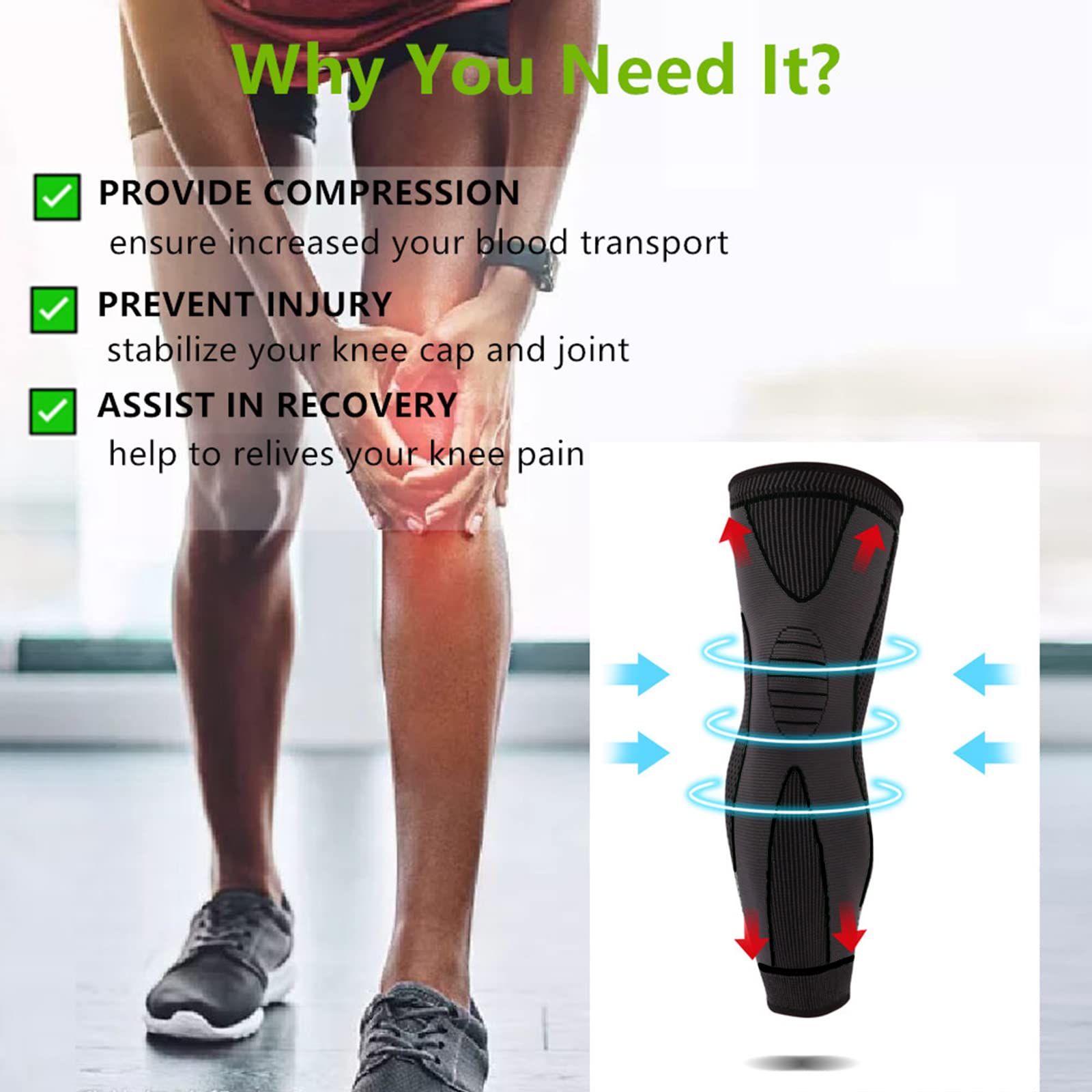 Snapklik.com : Jueachy Leg Compression Sleeve Full Leg 2 Pack Long Knee ...