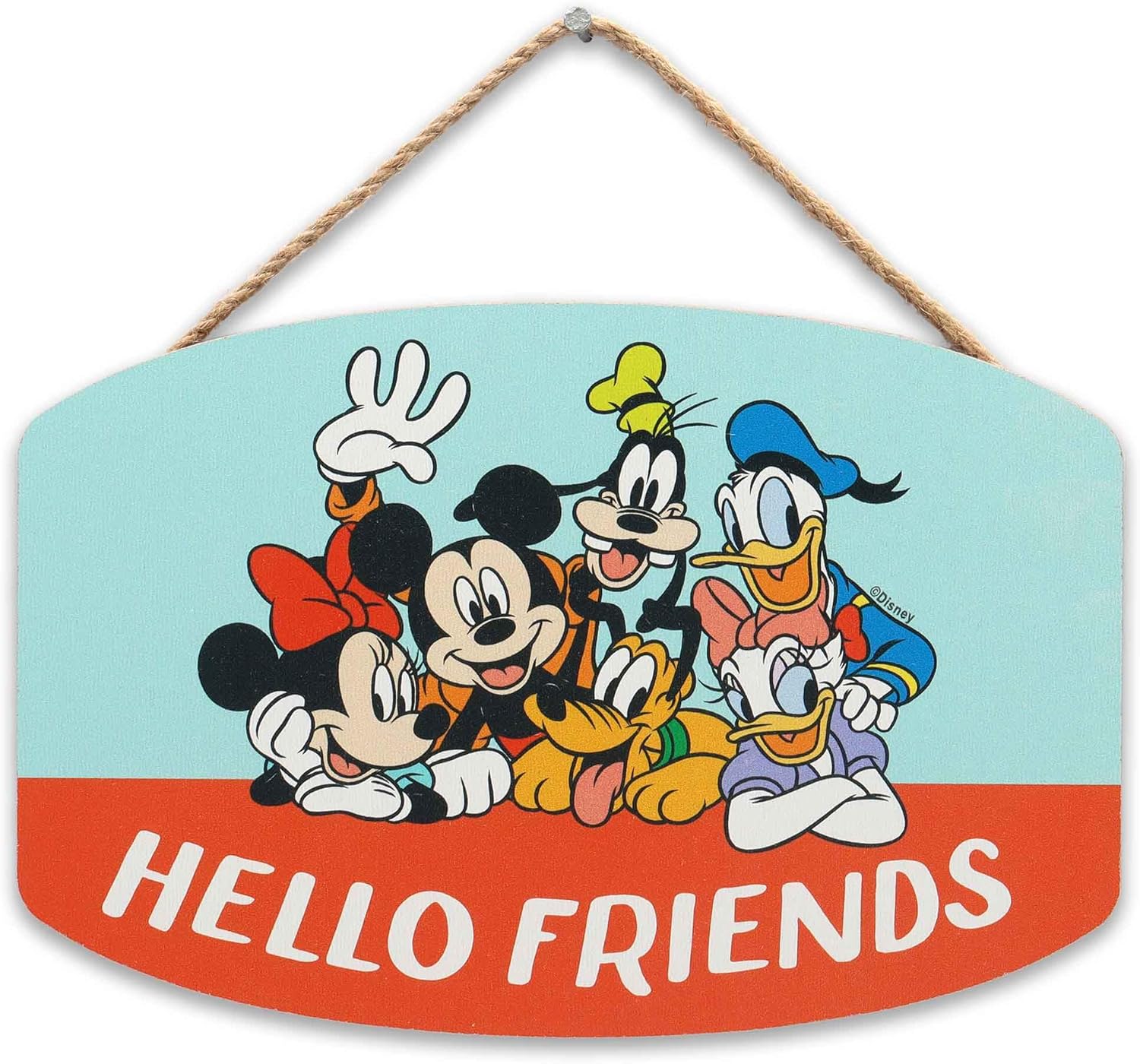 Amazon.com: Disney Mickey Mouse Hello Friends Hanging Wood Wall Decor ...