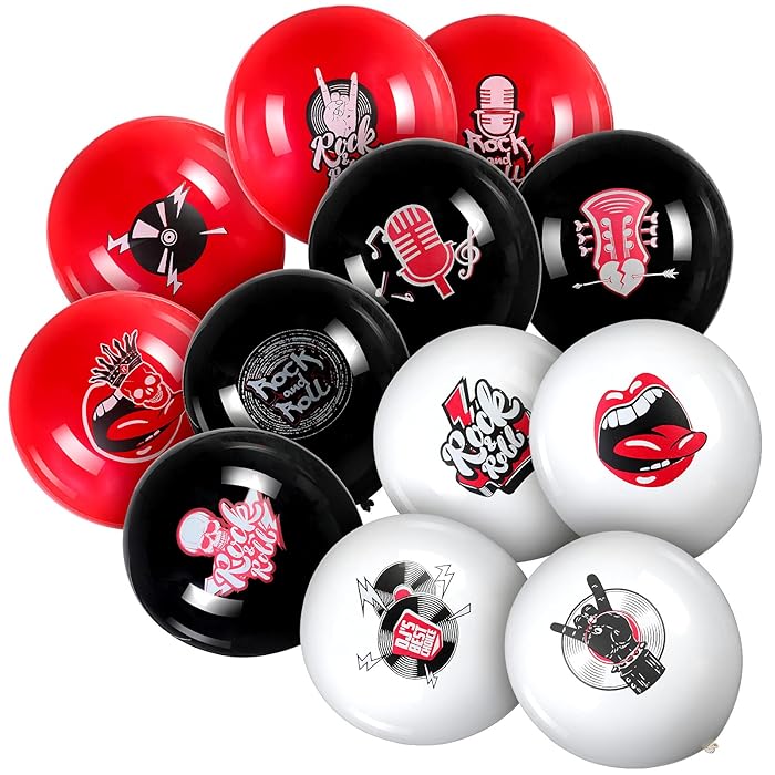 Buy 60 Pieces Rock and Roll Balloons for Music Theme Party Latex ...