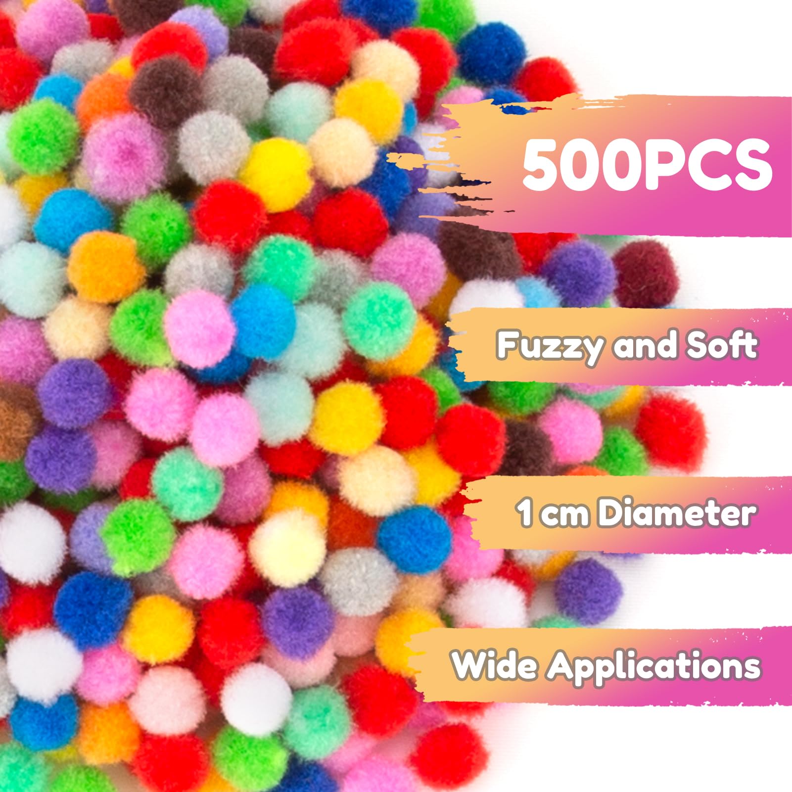 Snapklik.com : 500 Pieces 1cm Pom Poms 20 Colors Mini Pom Poms Crafts ...