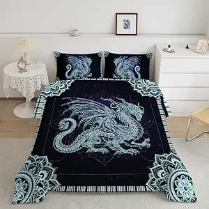 Amazon.com: Virella Mandala Chinese Dragon Comforter Set, Dragon ...
