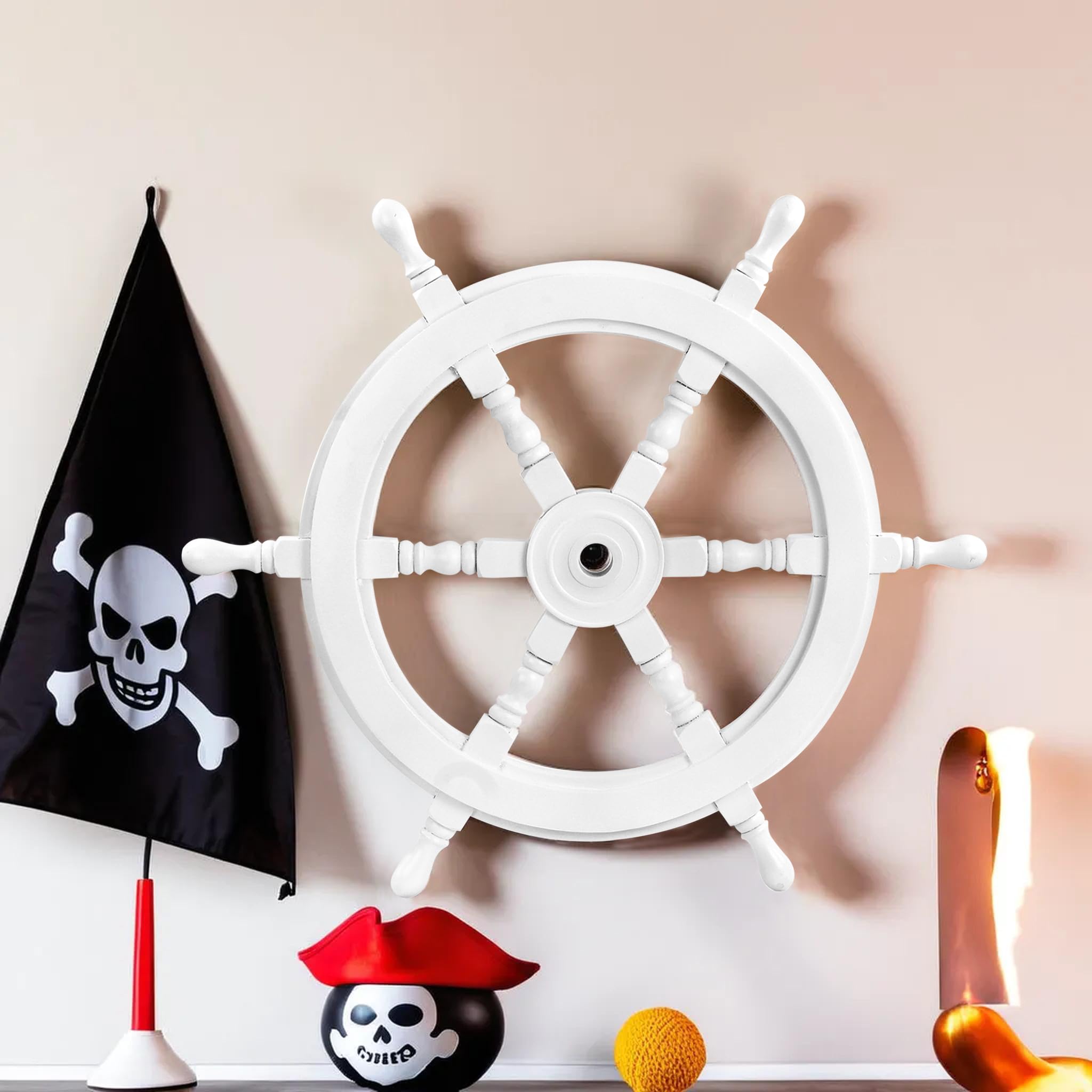 Amazon.com: Nagina International White Washed Ship Wheel Wood Ship's ...