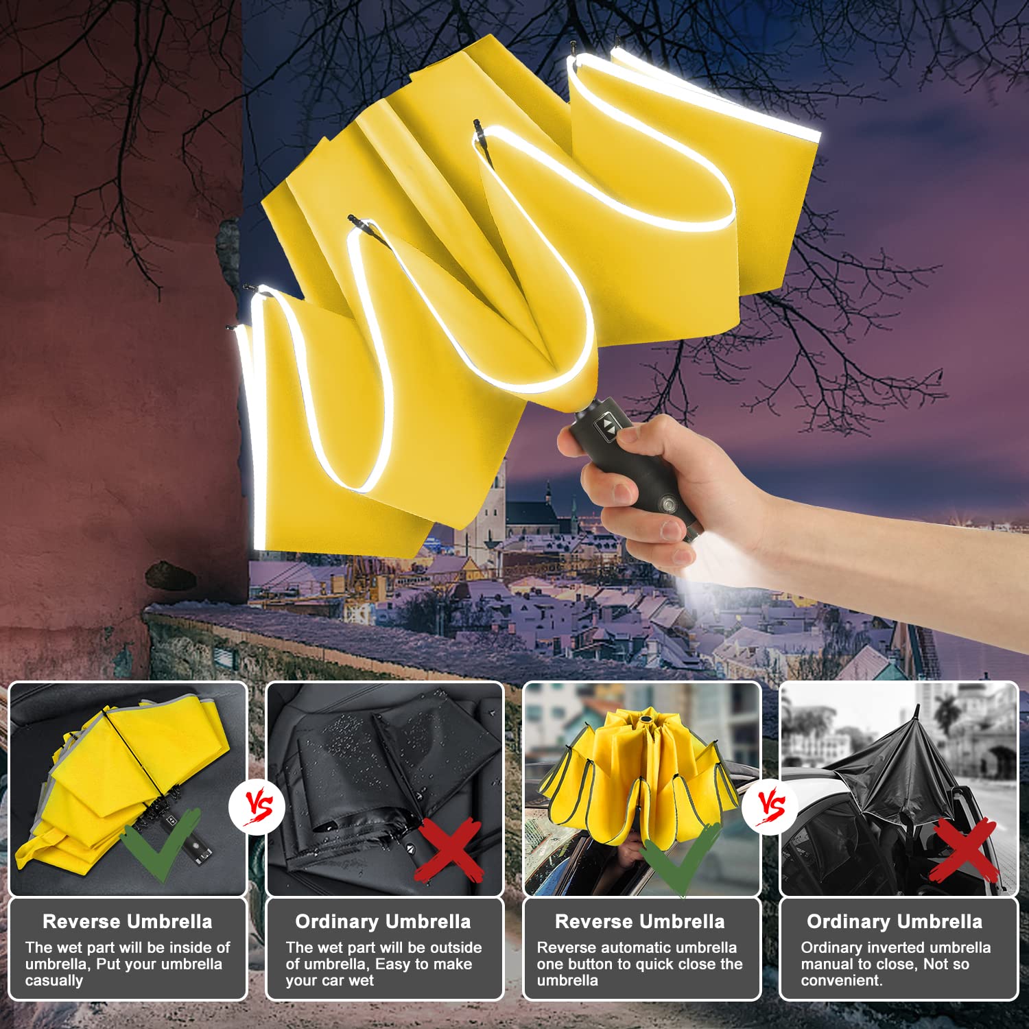 Snapklik.com : Lejorain Automatic Folding Umbrella Inverted - Upside ...