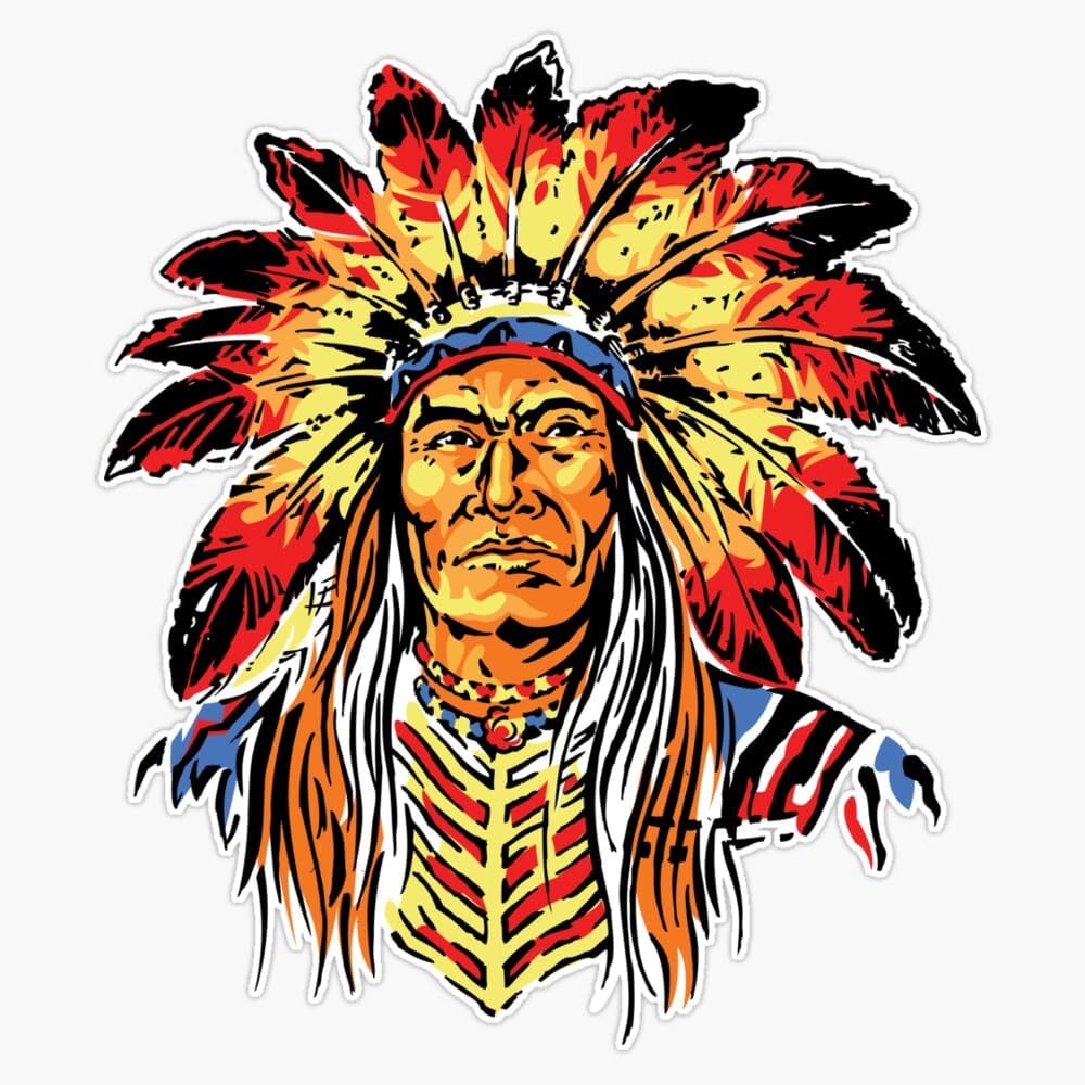 Amazon.com: Indian Chief Sticker Bumper Sticker Vinyl Decal 5" : Automotive
