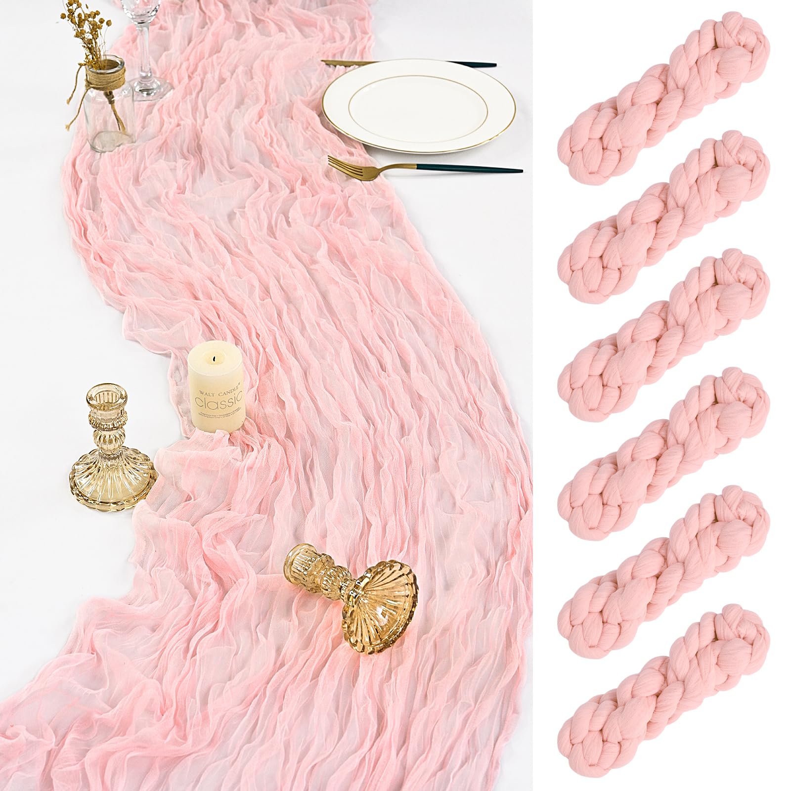 Amazon.com: 6 Pack Pink Cheesecloth Table Runner 29" x 120" Gauze Semi ...