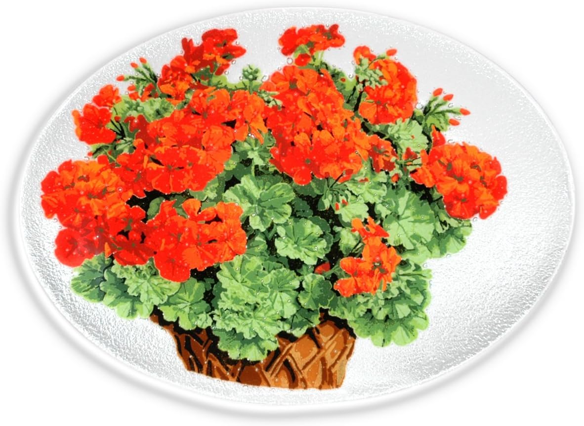 Amazon.com | Peggy Karr Handcrafted Art Glass Geraniums Serving Dish ...