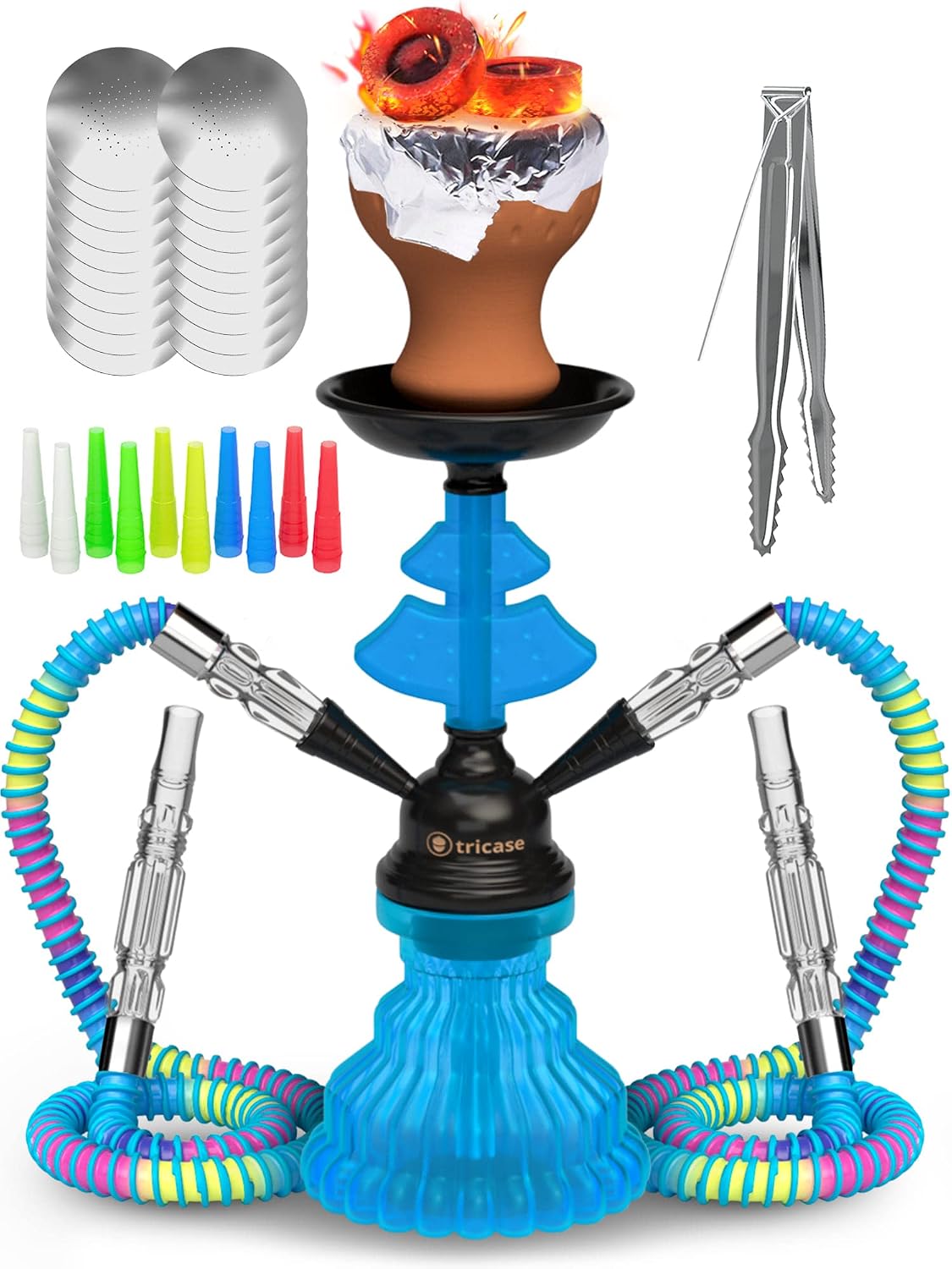 Amazon.com: Royal Blue Hookah Set 2 Hose Hookah – LilOne 12” Blue Mini ...