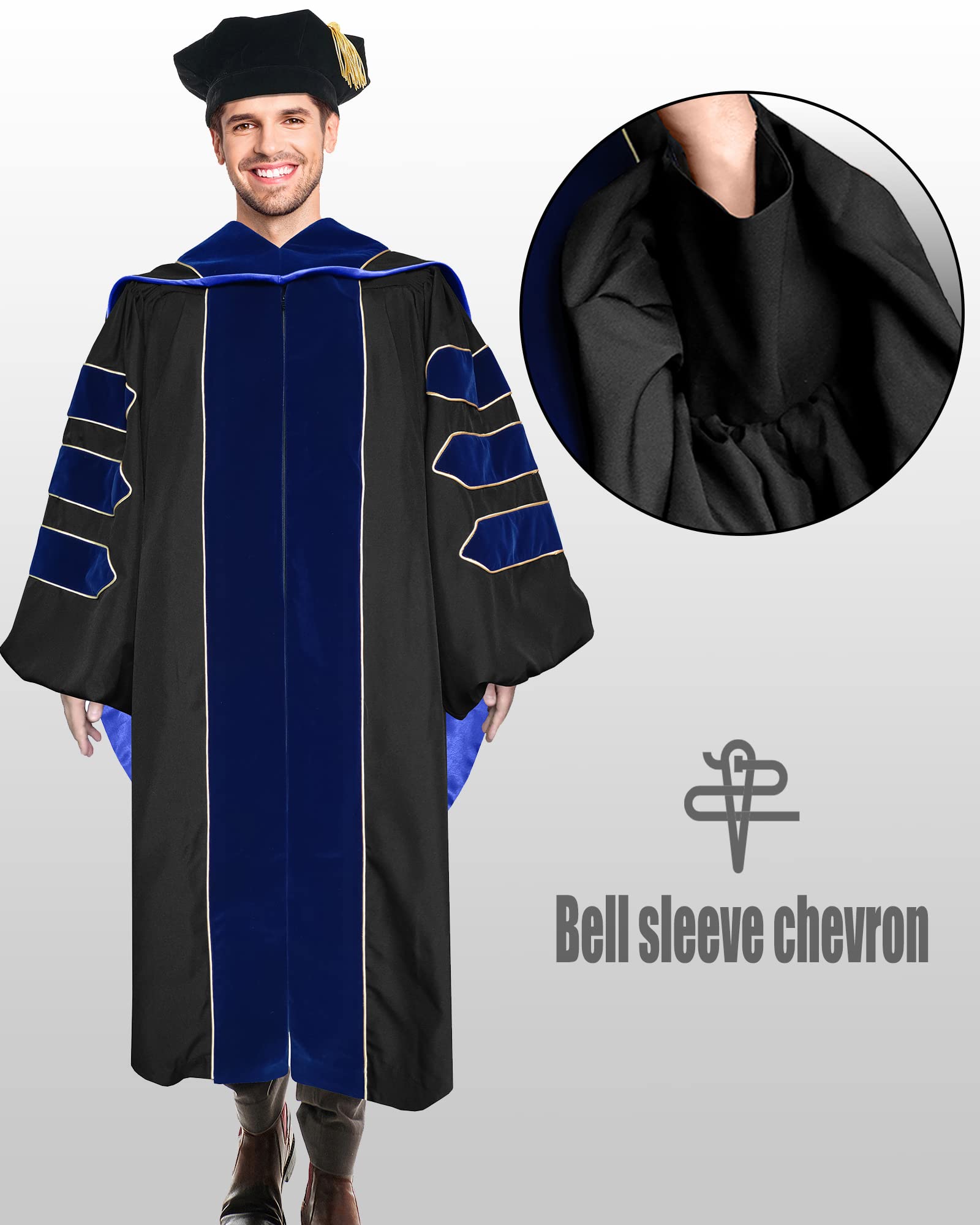 Snapklik.com : YIIOSS Unisex Deluxe Doctoral Graduation Gown