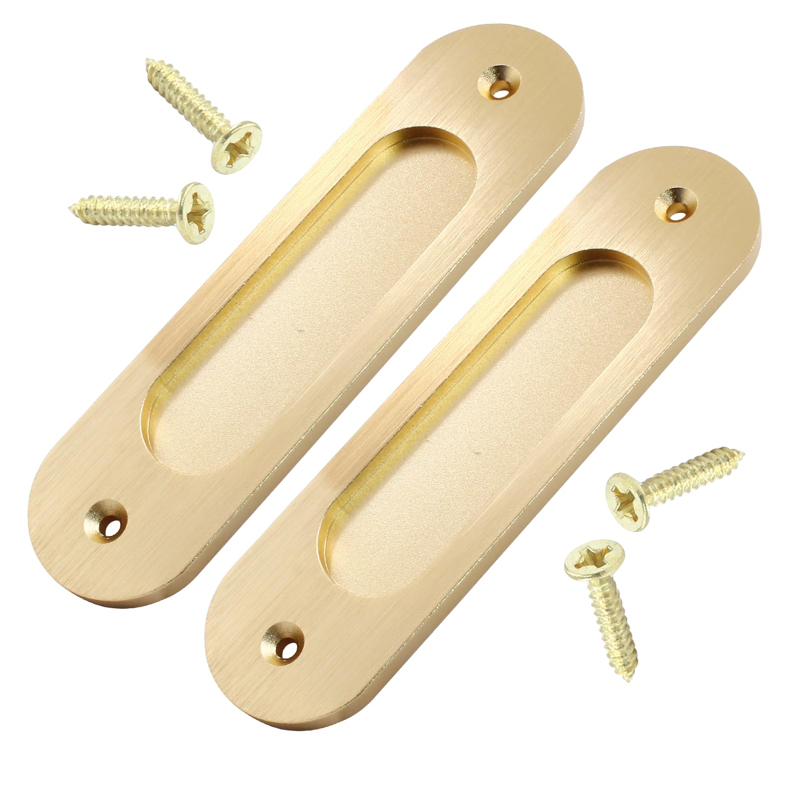 Litoexpe 2 Pcs Recessed Sliding Door Pulls 5.9 Inch, Oval Embedded Door ...