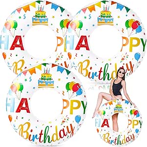 Amazon.com: Leyndo 3 Pcs Happy Birthday Inflatable Pool Float Tube 47. ...