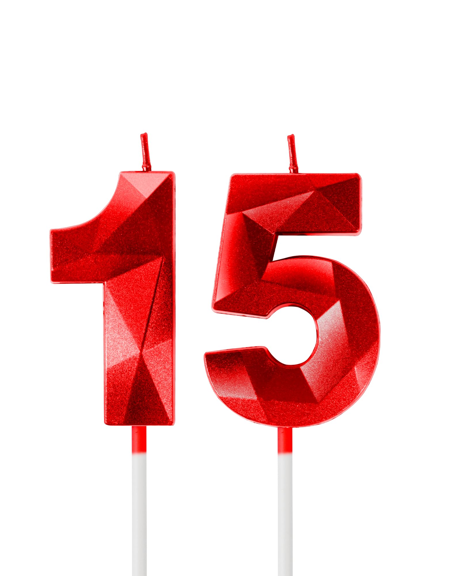 Red 15th Birthday Candles for Cake, Number 15 Candle for 15th Birthday ...