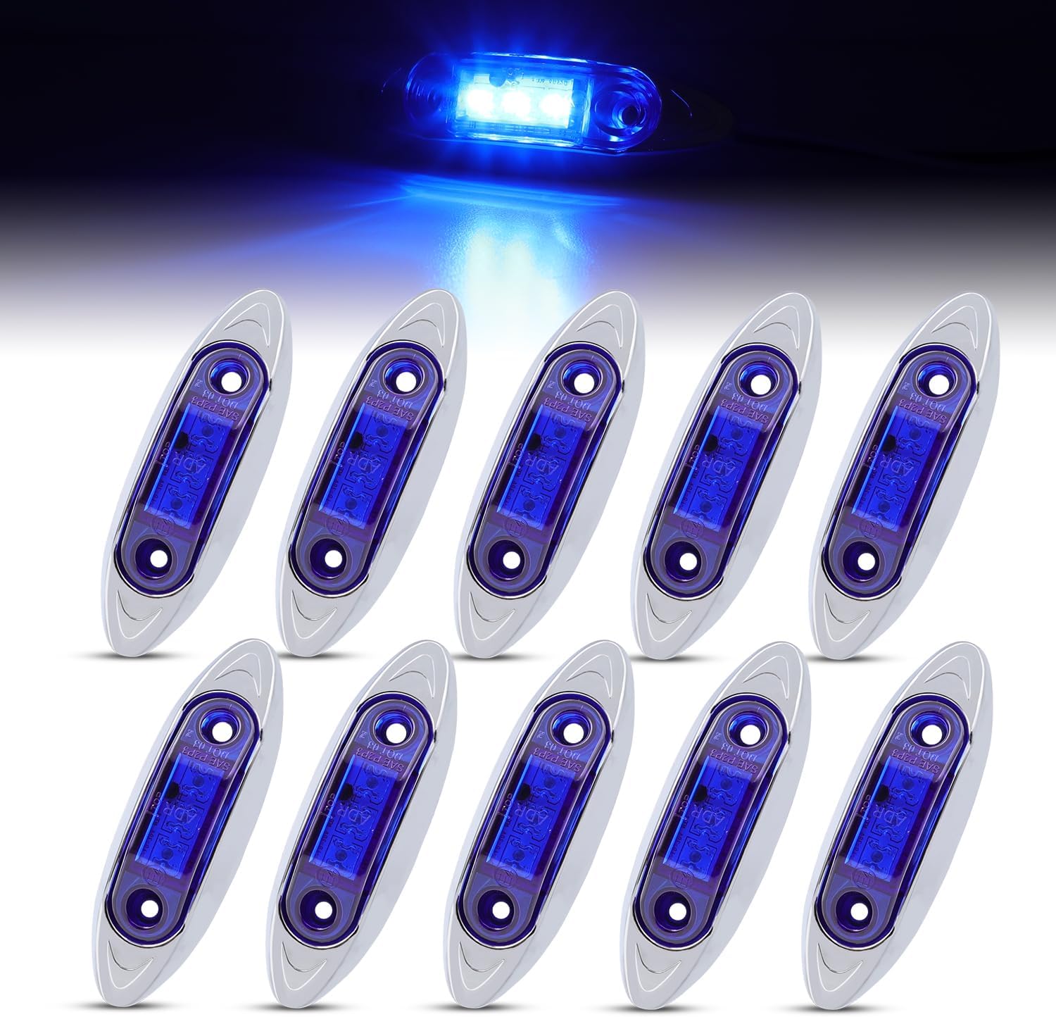 Amazon.com: Ledvillage 10 Pcs 4 Inch Blue LED 3 Diodes Oval Side Marker ...