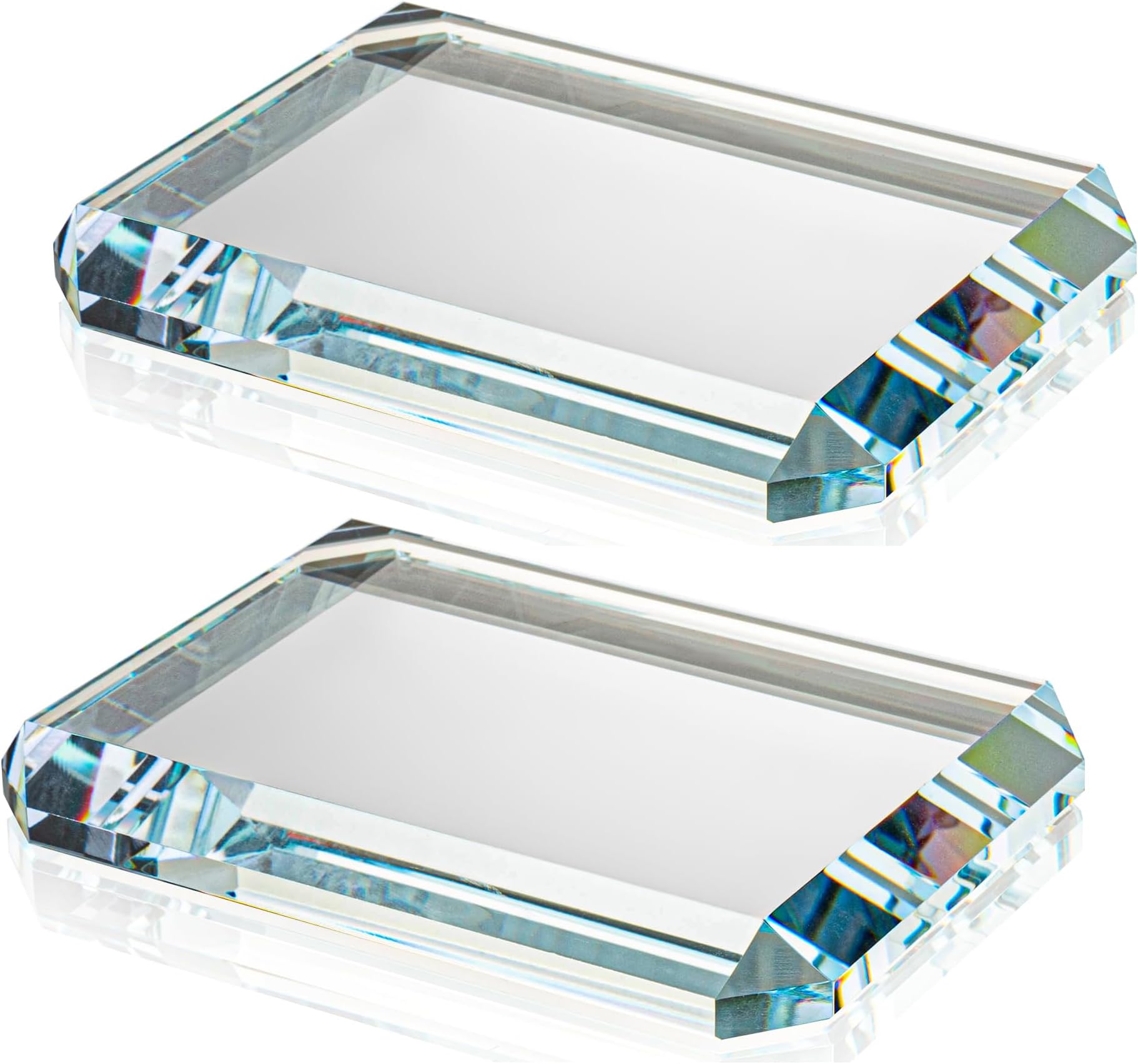 Amazon.com: Set of 2 Rectangular Glass Paperweight Blocks - Clear Glass ...