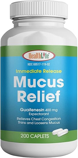 HEALTH LFE Mucus Relief Guaifenesin Caplets 400 mg, Immediate Release ...