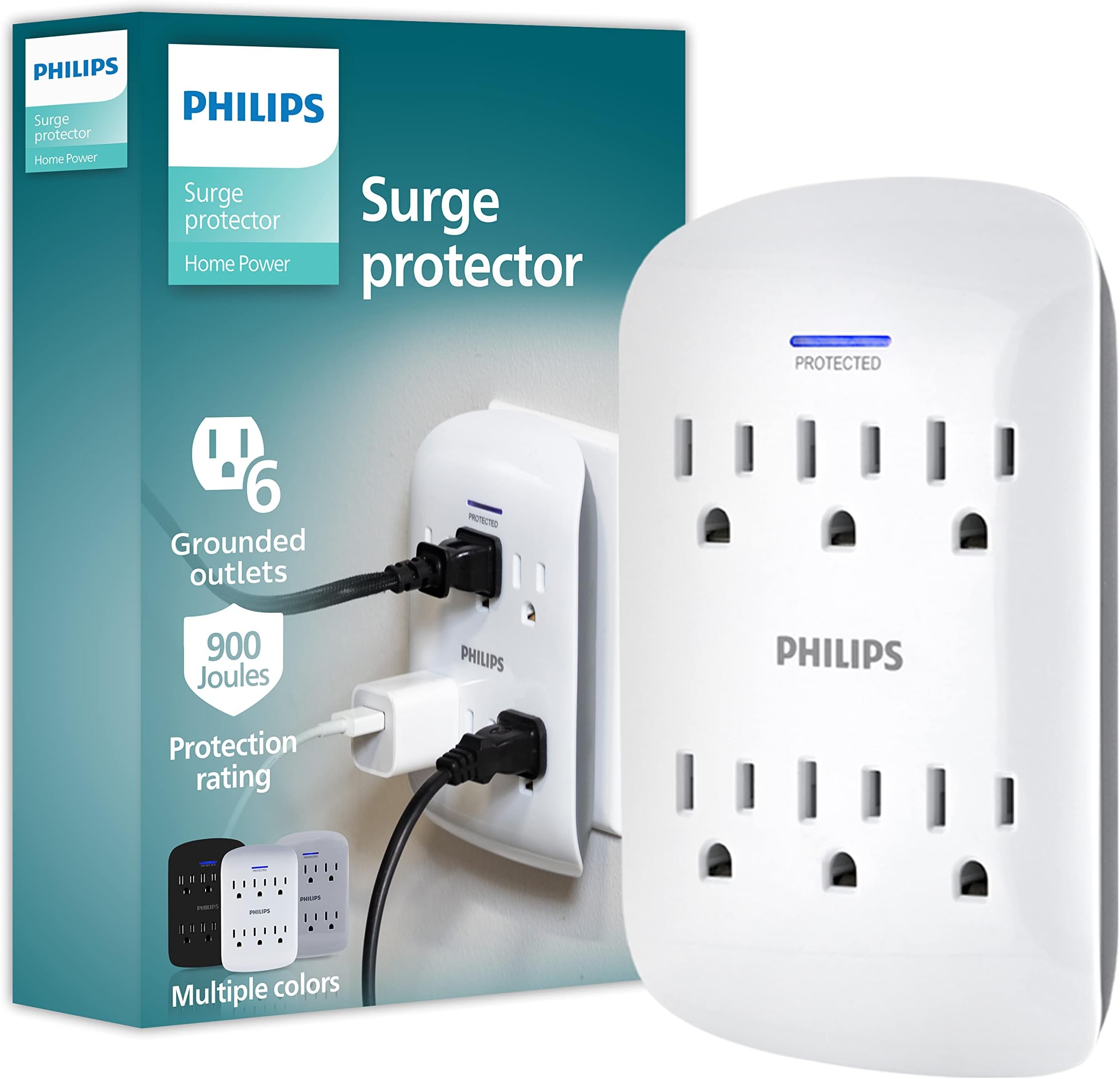 Amazon.com: Philips 6-Outlet Extender Surge Protector, Wall Tap, 900 ...