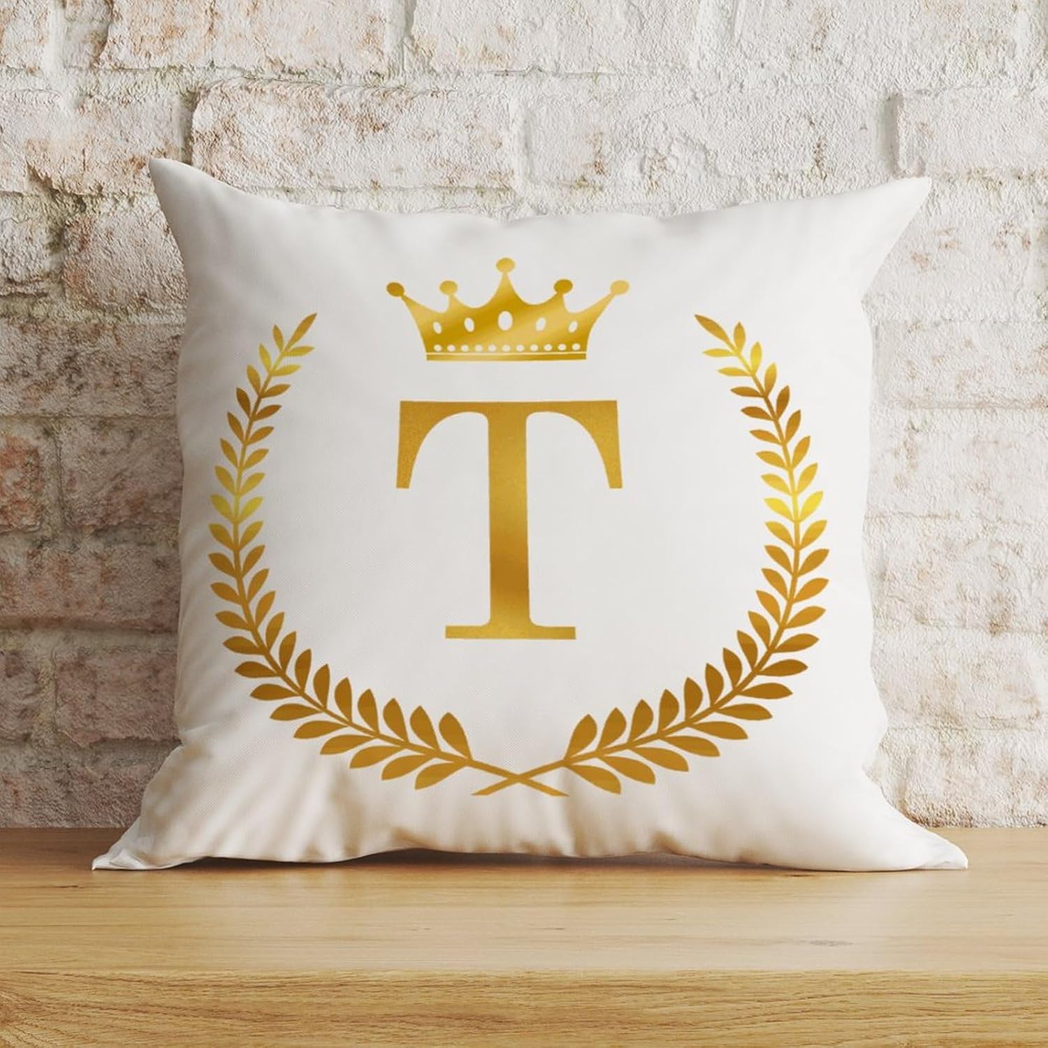 Amazon.com: English Alphabet Initial T Pillow Covers 16x16 Gold Crown ...