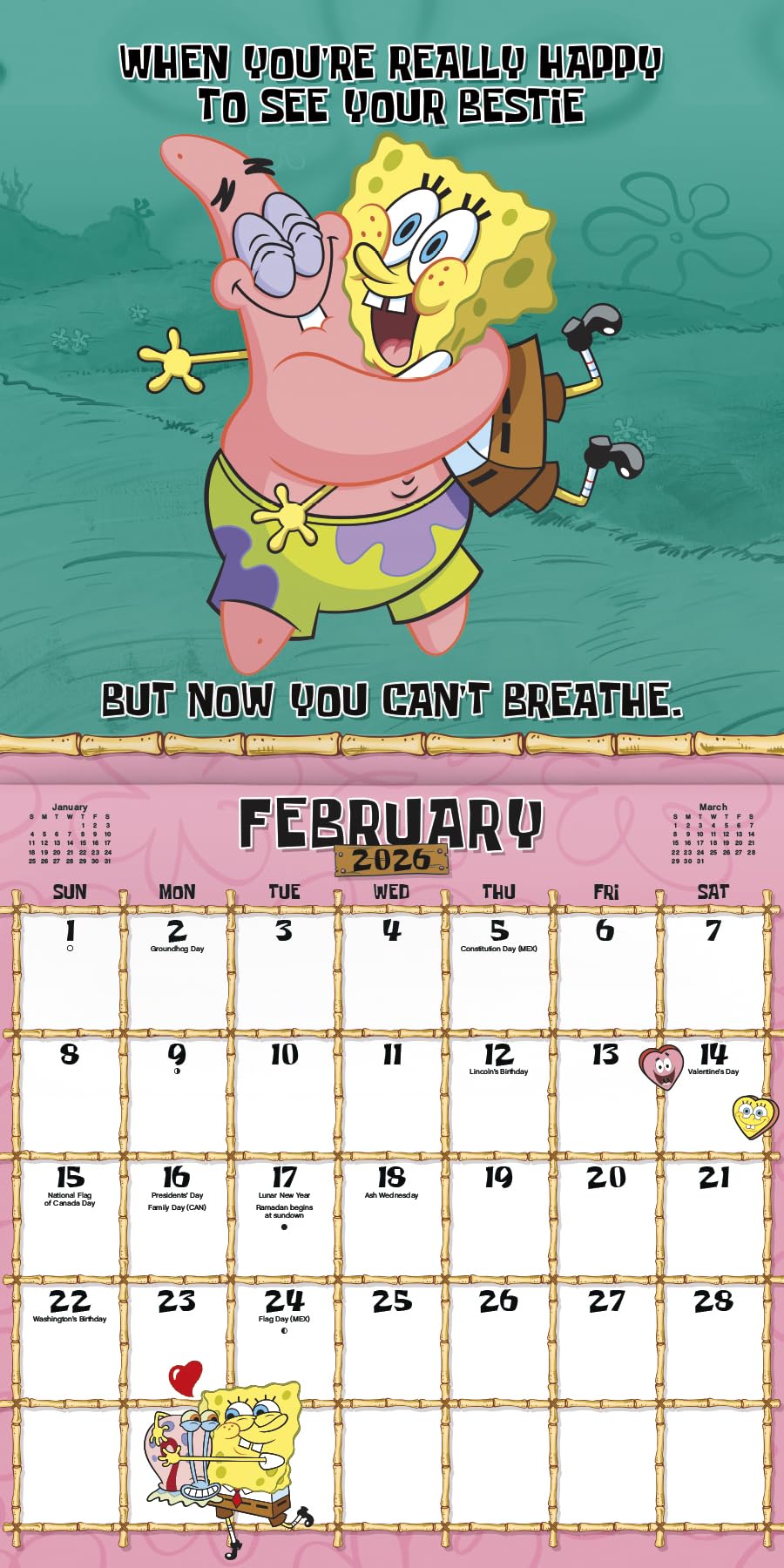 Snapklik.com : SpongeBob Squarepants Calendar 2026 - Deluxe 2026 ...