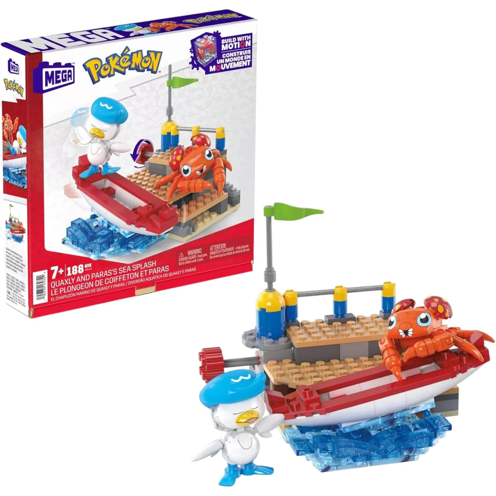 Amazon.com: MEGA Pokemon Quaxly and Paras Building Toy Kit with 2 ...