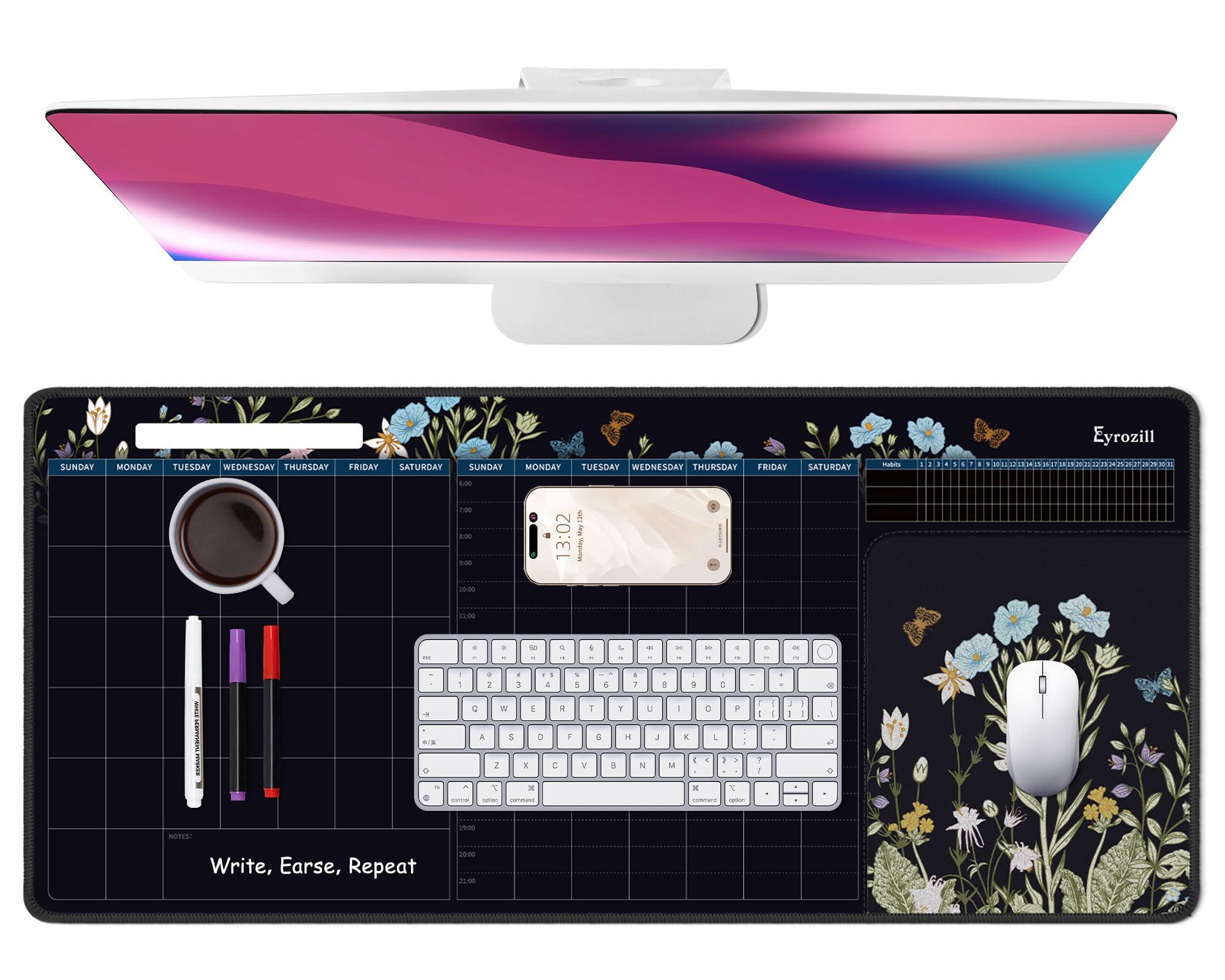 Amazon.com : EYROZILL 3 in 1 Dry Erase Desk Mat, Erasable Writing White ...