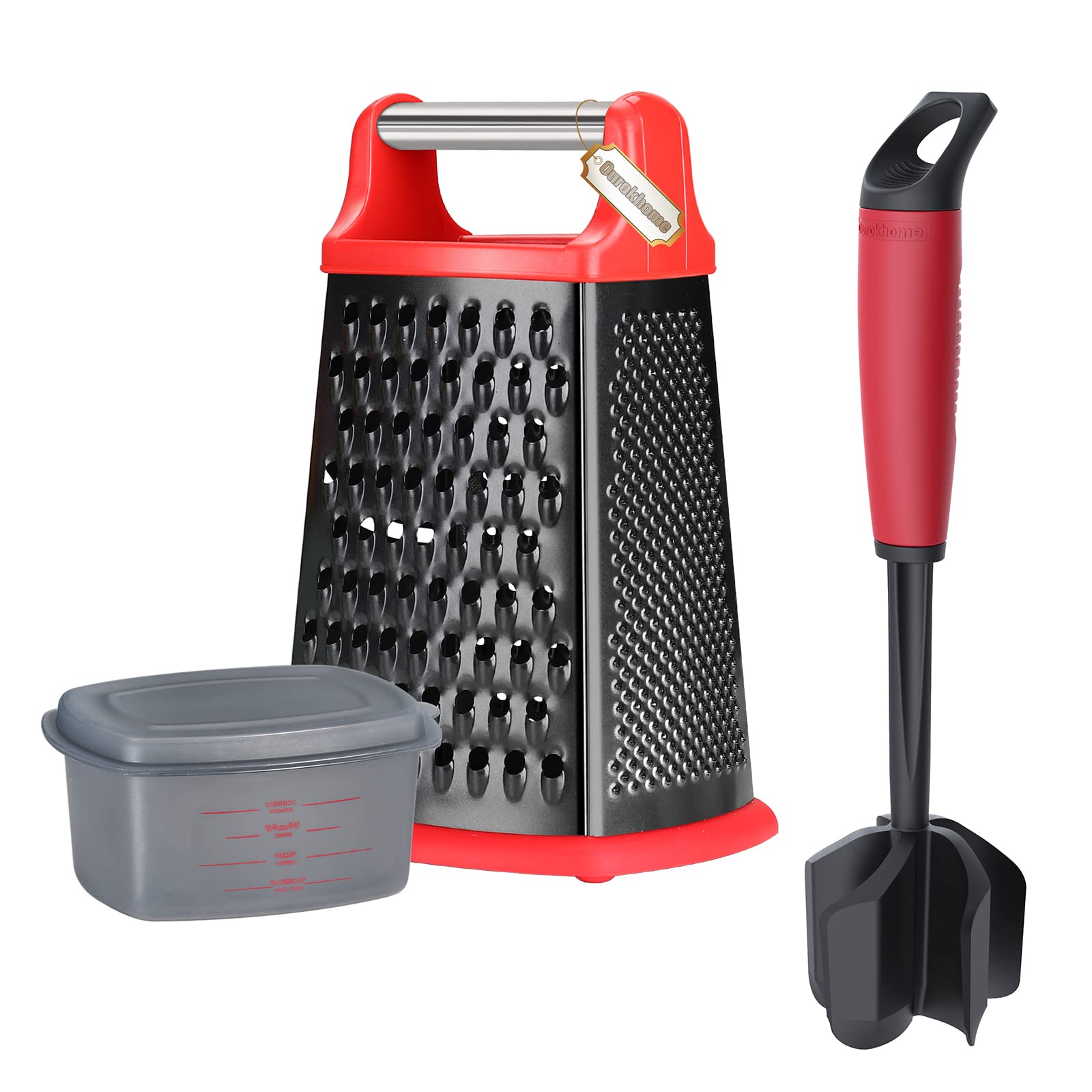 Amazon.com: Ourokhome Box Grater with Container and Hamburger Meat ...