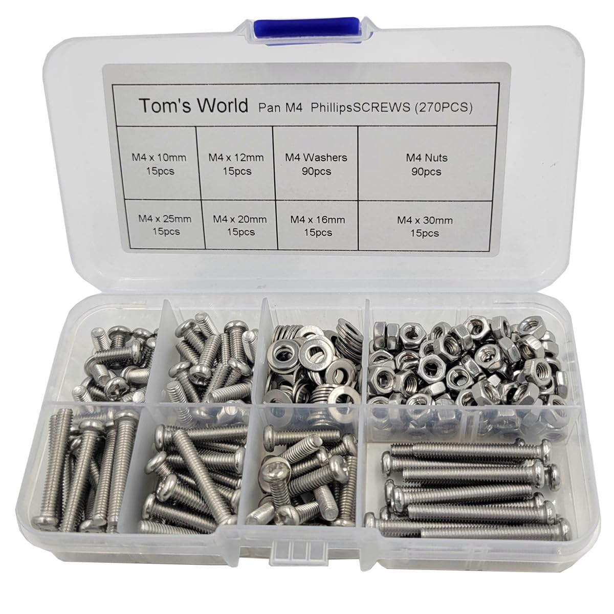 M4-0.7 x 10mm,12mm,16mm,20mm,25mm,30mm Pan Head Phillips Machine Screws ...