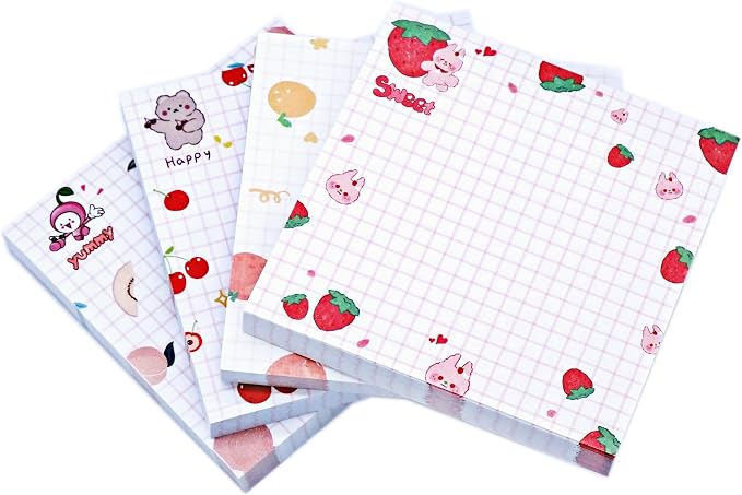 Amazon.com : Kawaii Sticky Notes - 4 Pads, 80 Sheets/Pad, 3.1x3.1in ...