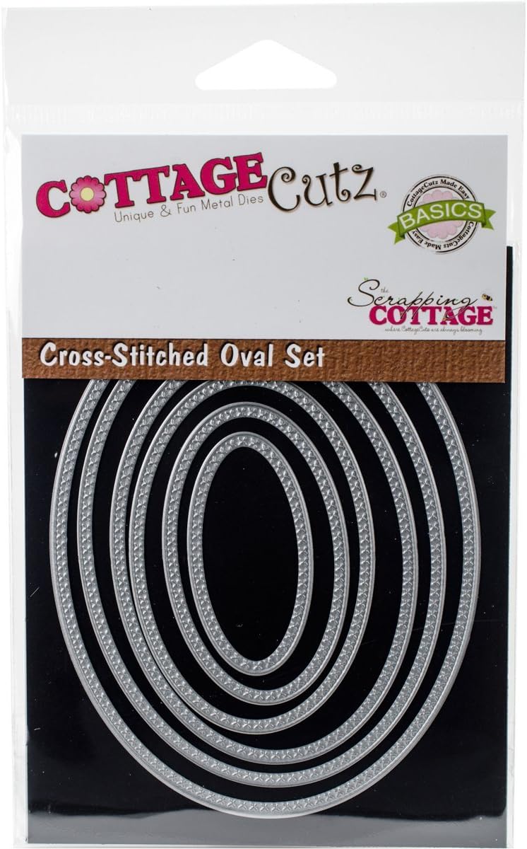 Amazon.com : Cottagecutz Basics Dies 6/Pkg-Cross Stitched Oval 2x1 To 4 ...